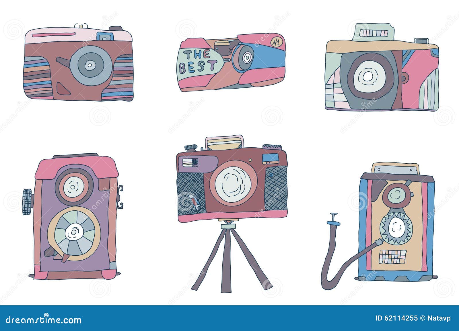 Vector Set of Hand-drown Cameras Photo Stock Vector - Illustration of ...