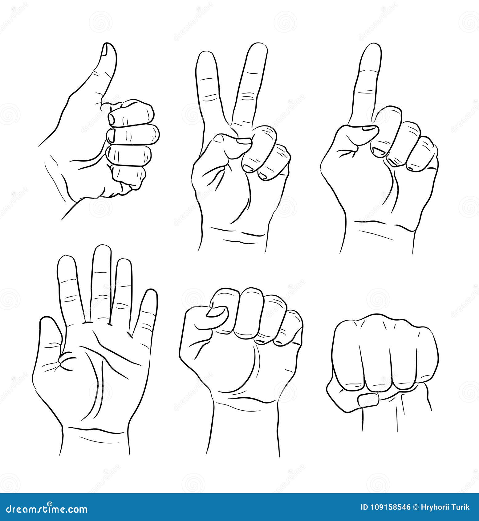 Vector Set of Hand Gestures. Stock Vector - Illustration of human ...