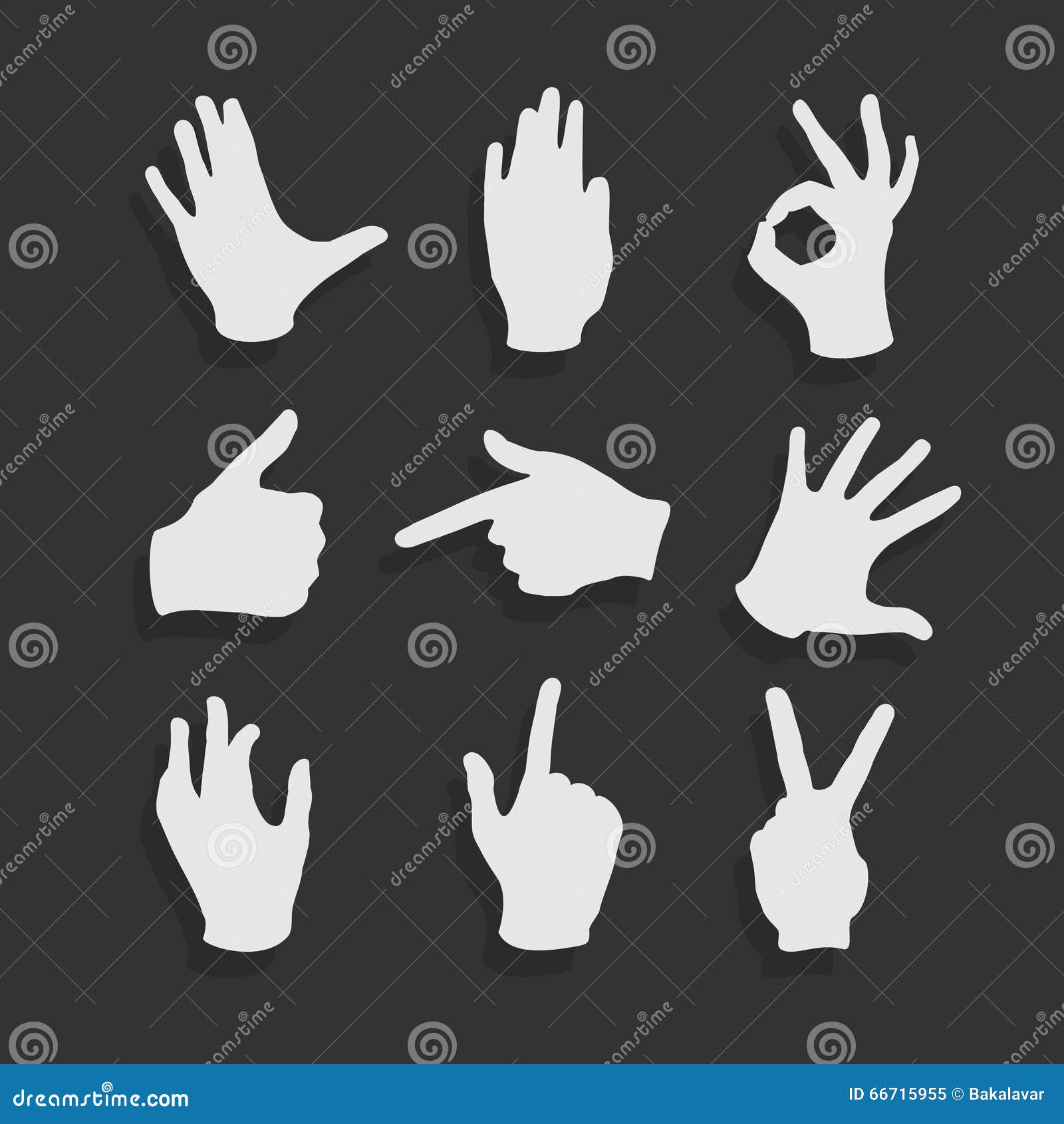 Vector Set Hand Symbols stock vector. Illustration of palm - 66715955