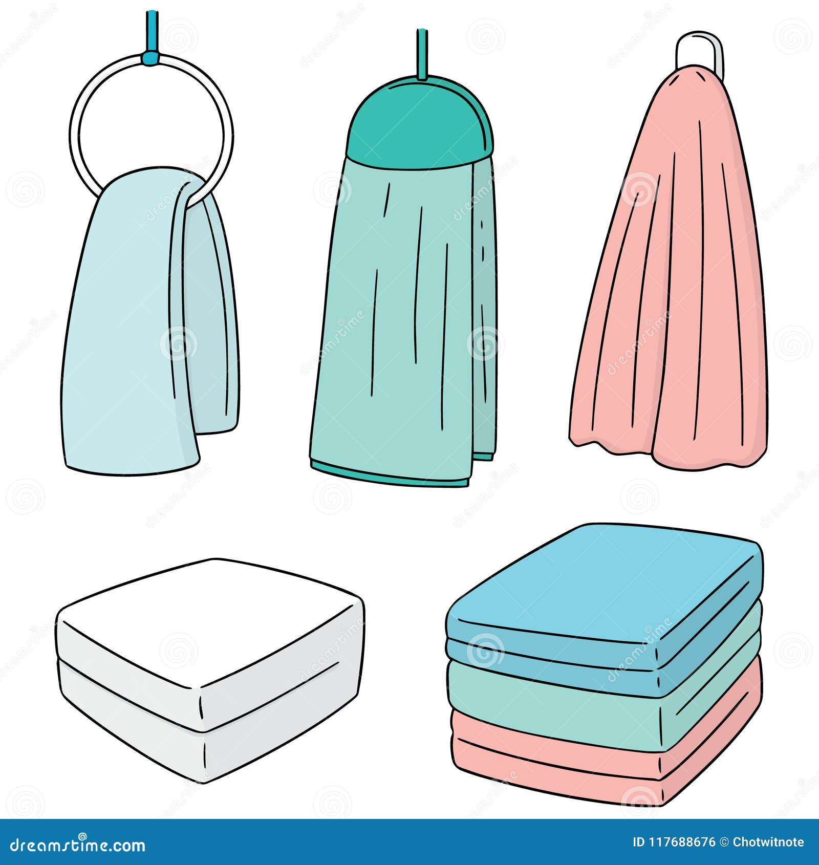 Vector set of hand towel stock vector. Illustration of hang - 117688676