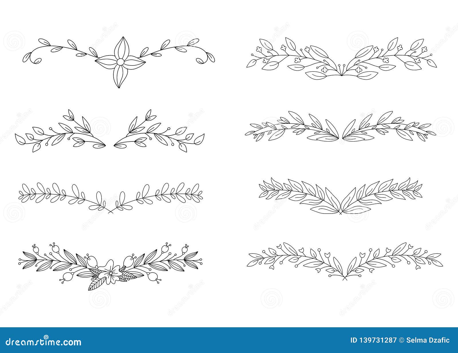 Vector Set of Handdrawn Doodle Frames and Borders. Handdrawn Elements ...
