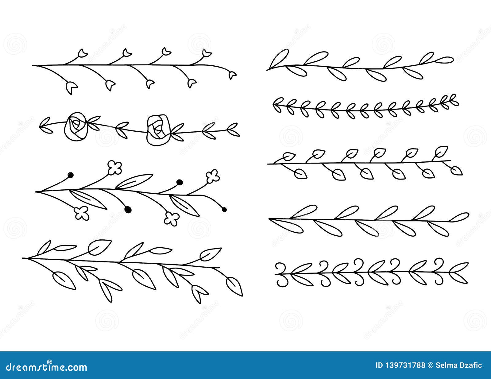 Vector Set of Handdrawn Doodle Frames and Borders. Handdrawn Elements ...