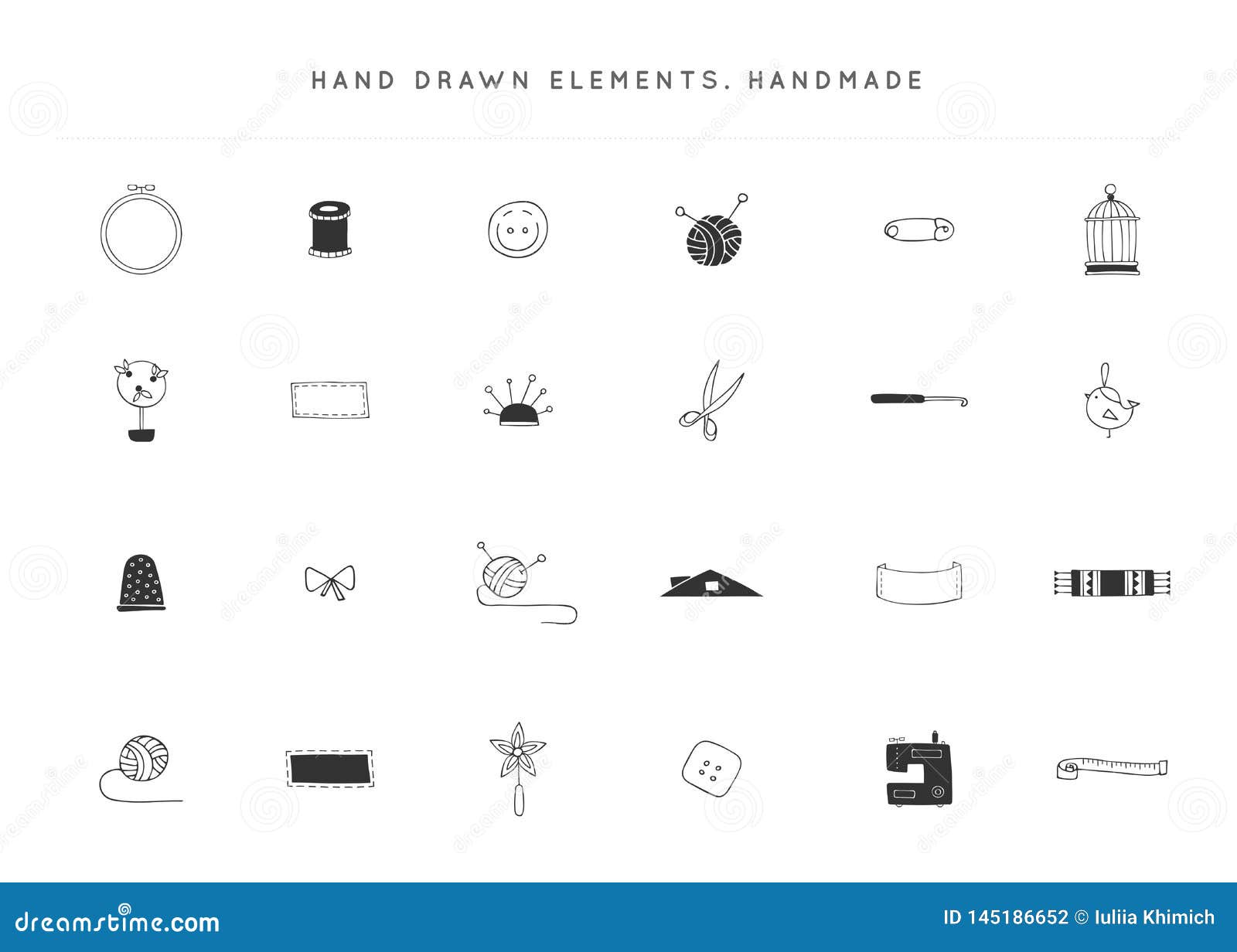 Vector Set of Handmade Logo Elements. Hand Drawn Isolated Objects Stock ...
