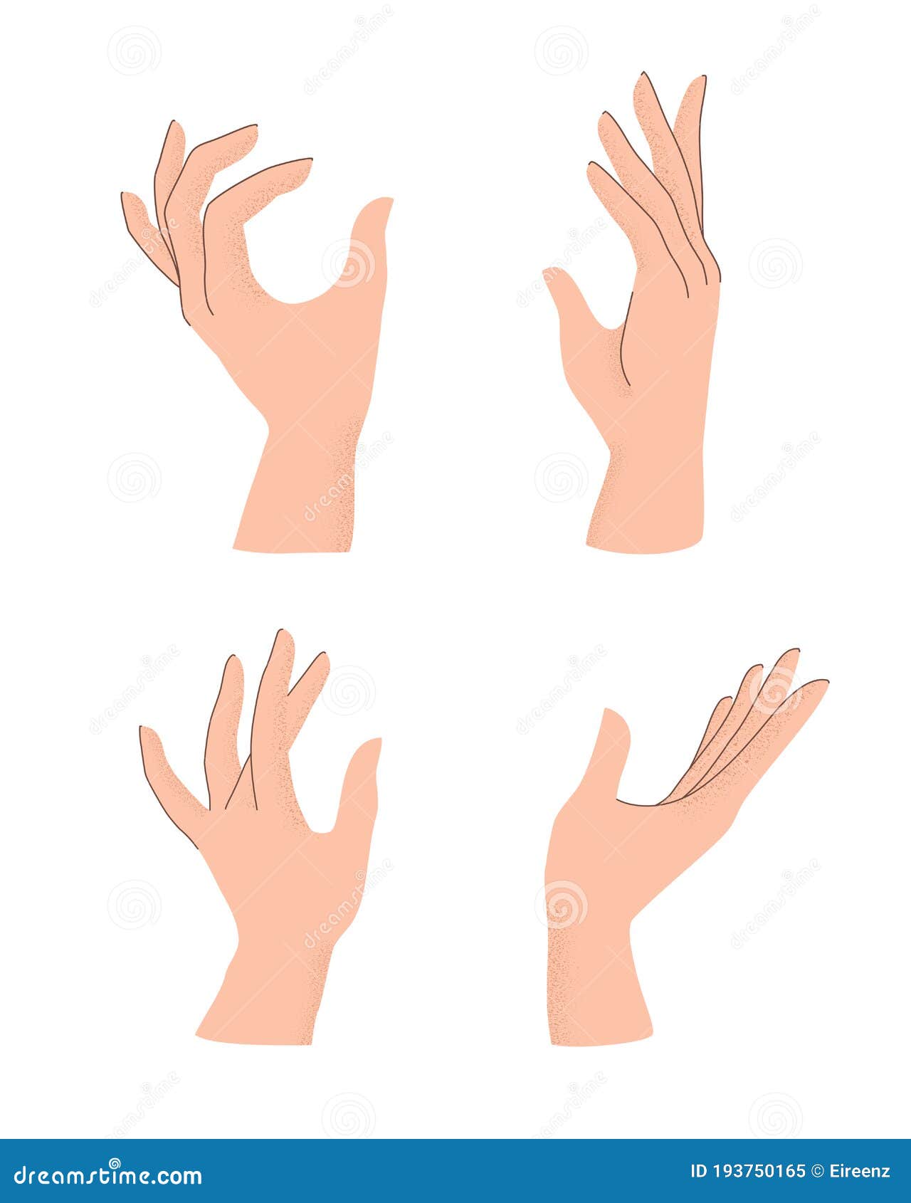 Vector Set of Hands Gestures with Trendy Grain Textured Shadow ...