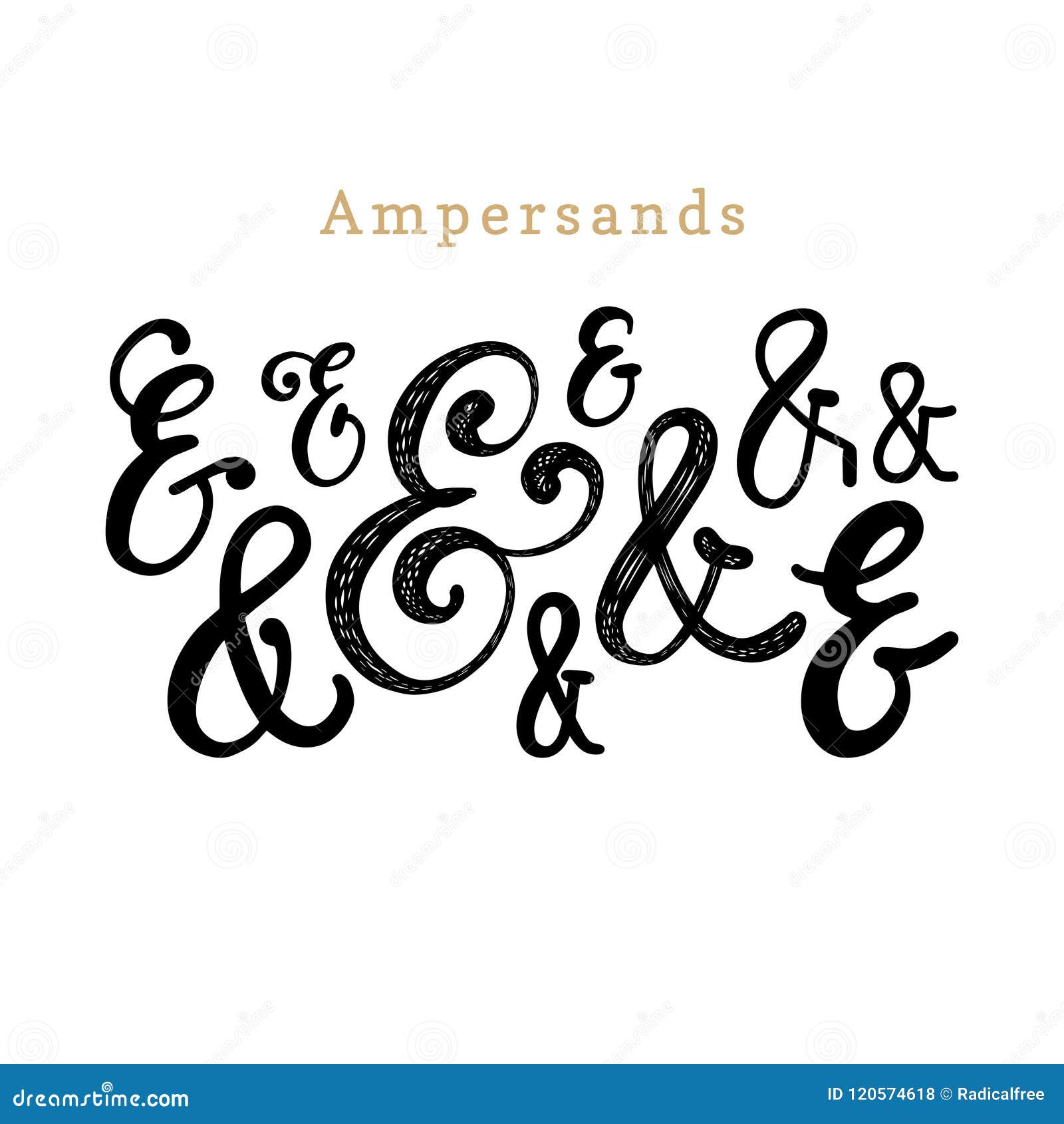 Vector Set of Handwritten Ampersands.Calligraphic Symbols Collection on ...