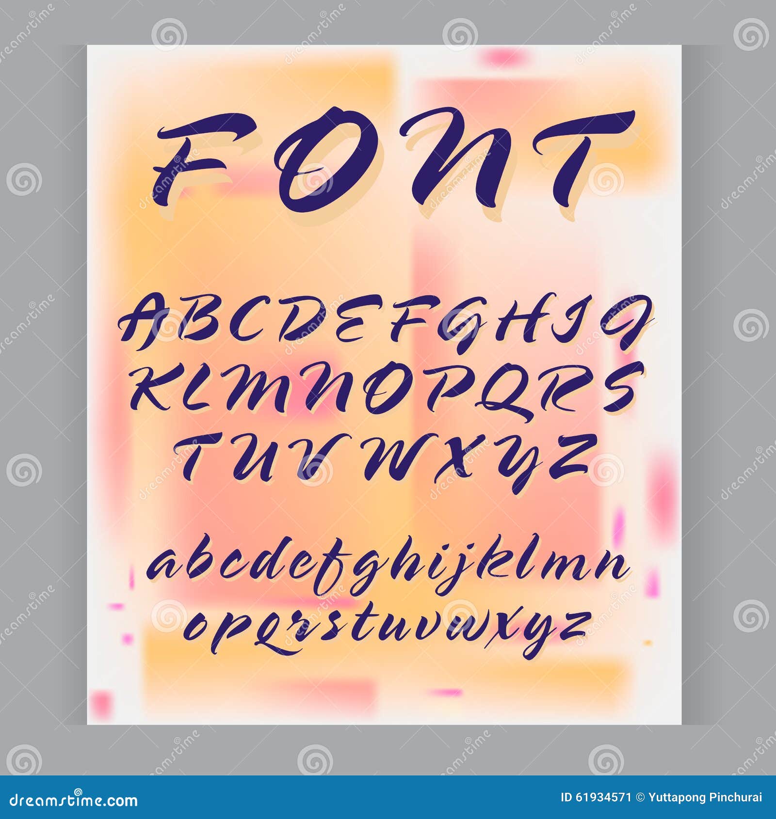 Vector Set Handwritten Brush Script. Blue White Letters Stock Vector ...