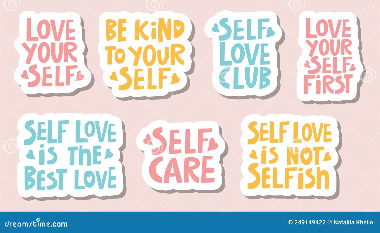 Vector Set of Handwritten Motivating Inscriptions on the Theme of Self ...