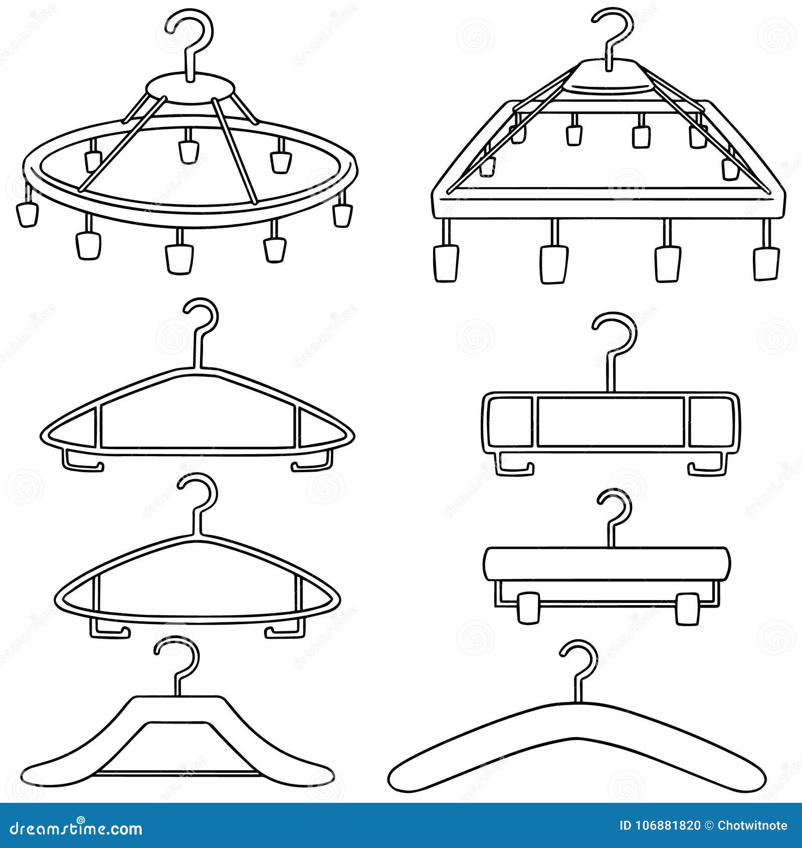 Vector set of hangers stock vector. Illustration of collection - 106881820