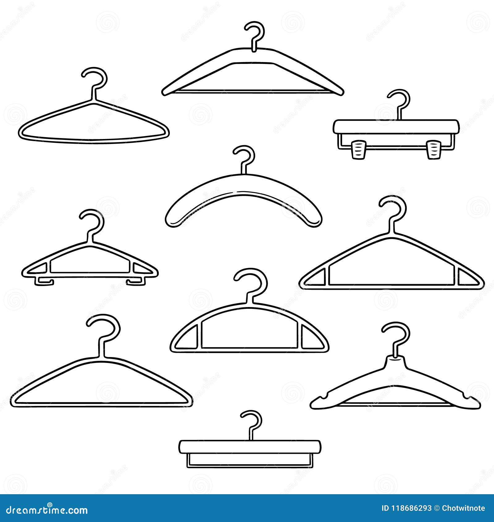 Vector set of hangers stock vector. Illustration of drawn - 118686293