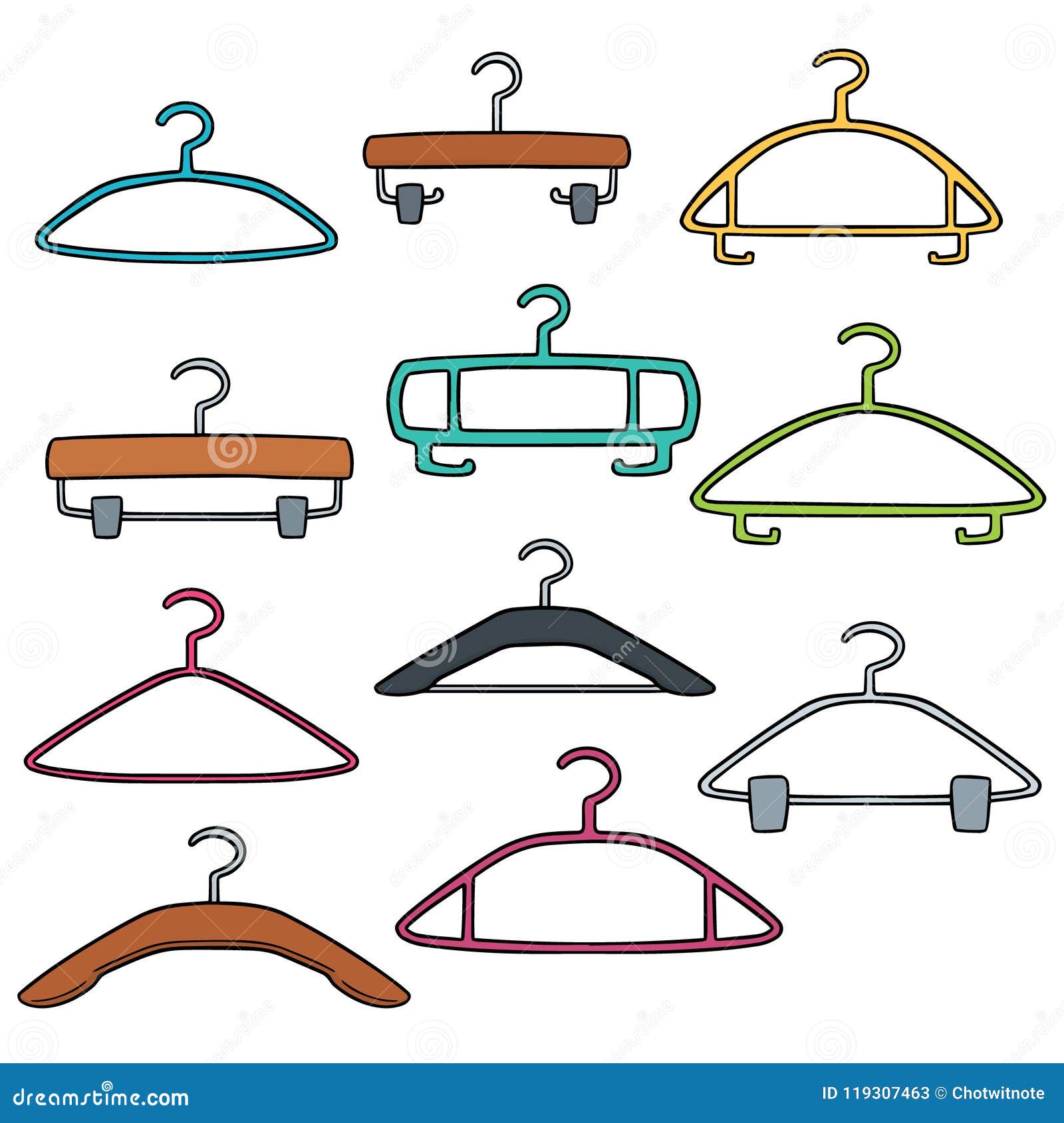 Vector set of hangers stock vector. Illustration of hook - 119307463