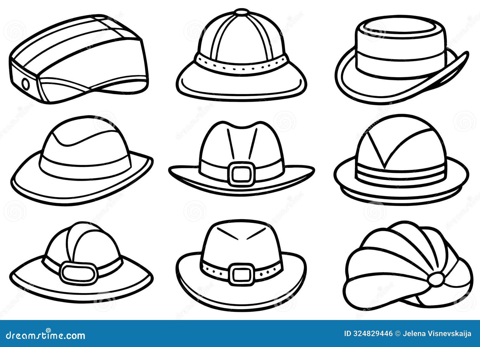 Vector set of hats stock illustration. Illustration of symbol - 324829446