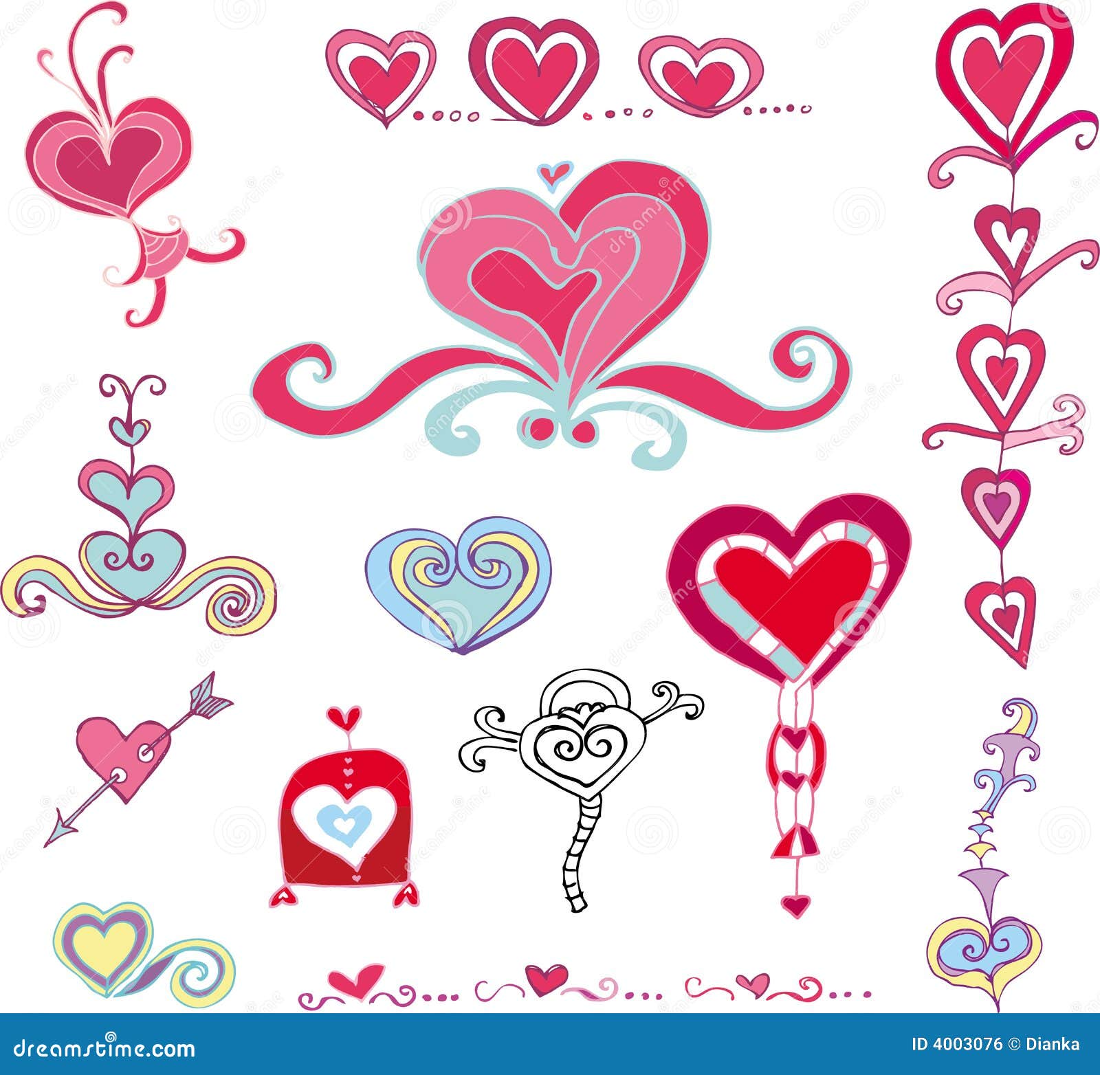 Vector set of hearts stock vector. Illustration of lovely - 4003076
