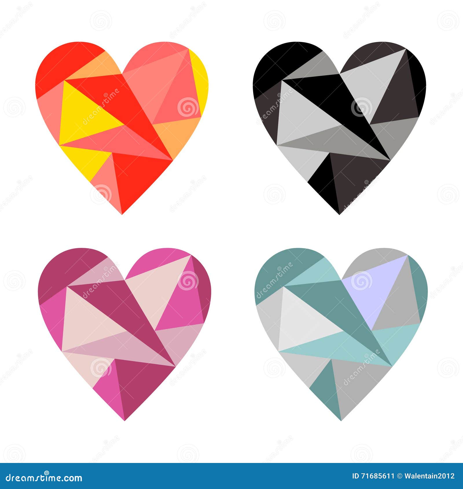 Vector Set Of Hearts Symbols. Colorful Graphic Illustrations Isolated ...