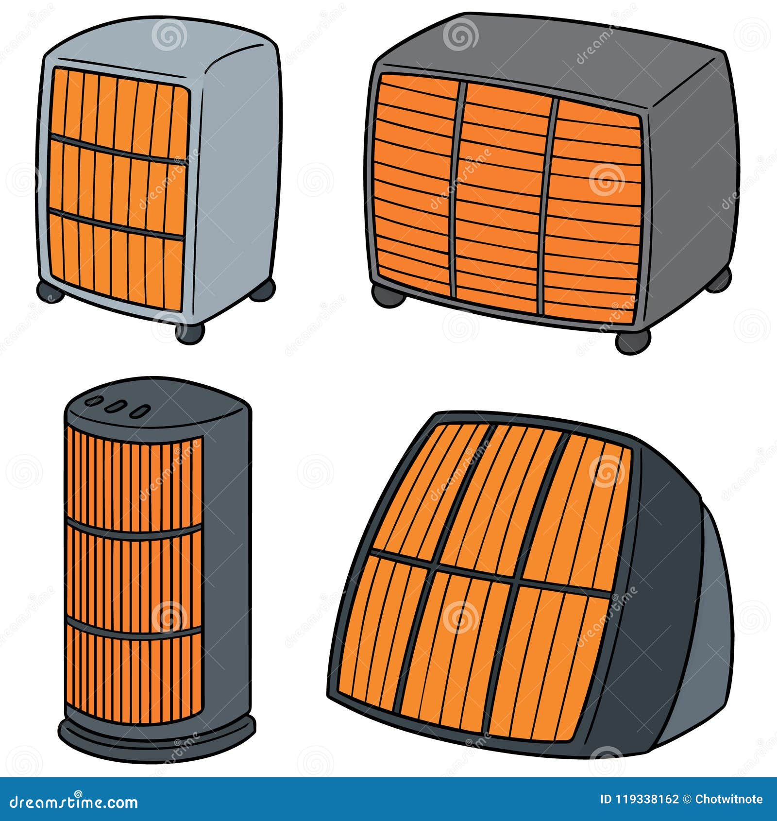 Vector set of heater stock vector. Illustration of cartoon - 119338162