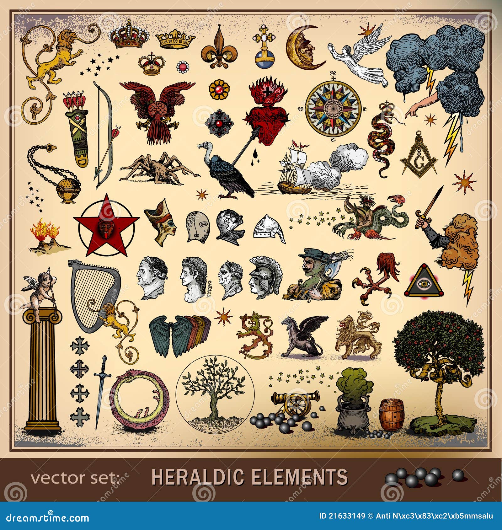 Vector Set of Heraldic Elements Stock Vector - Illustration of badge ...