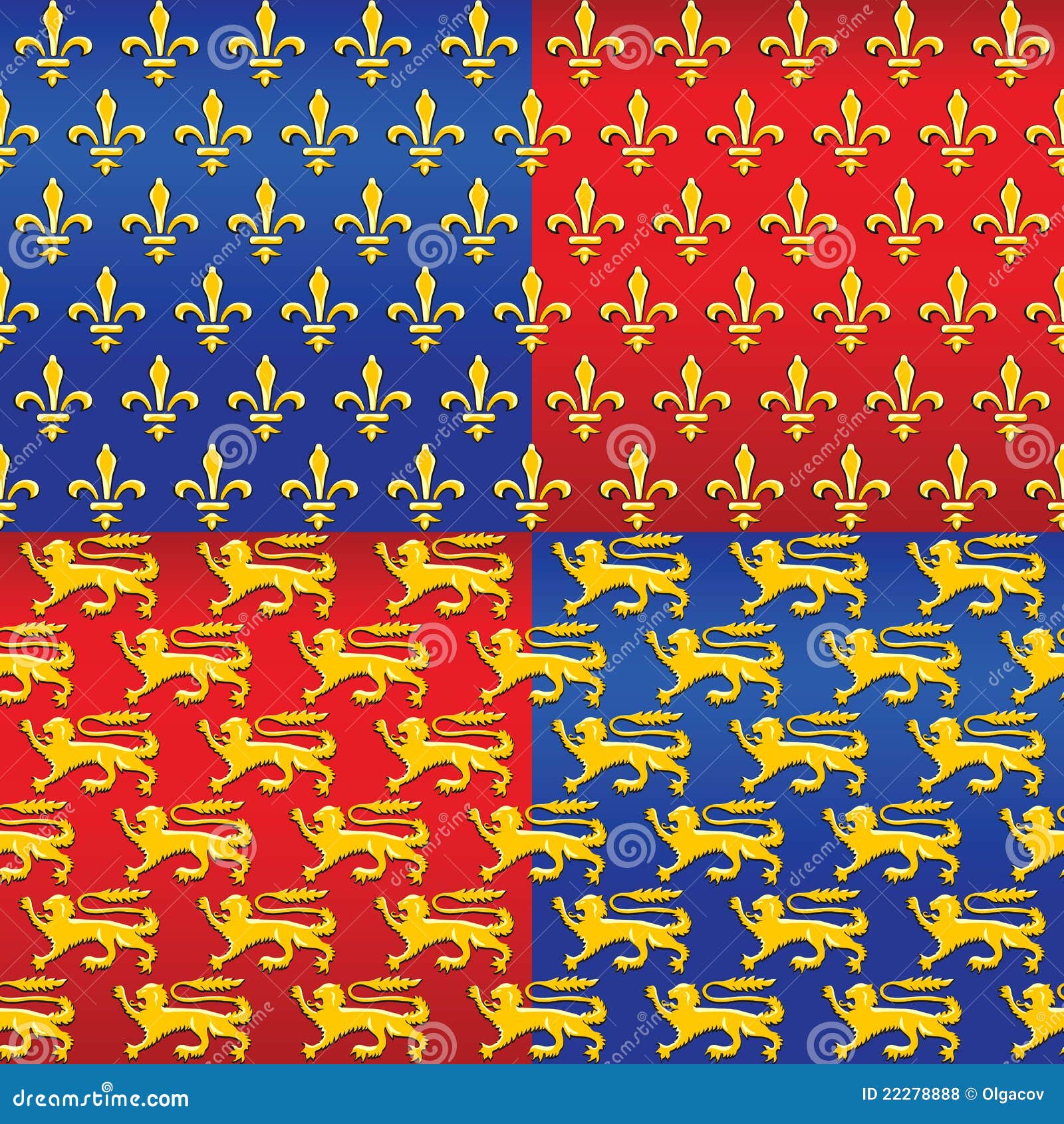 Vector Set of Heraldic Seamless Background Stock Vector - Illustration ...