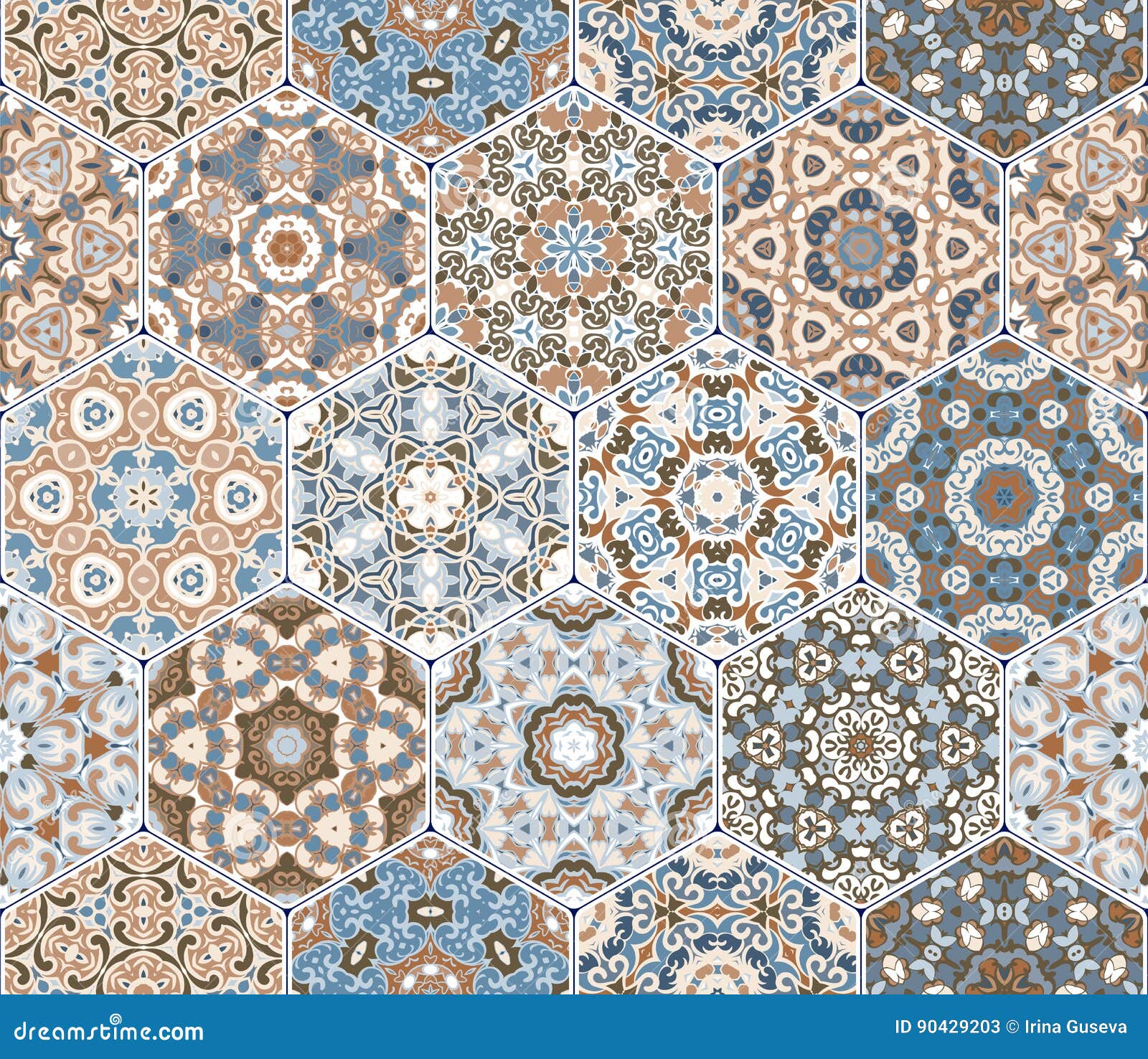 Vector Set Of Hexagonal Patterns. Stock Vector - Illustration of ...