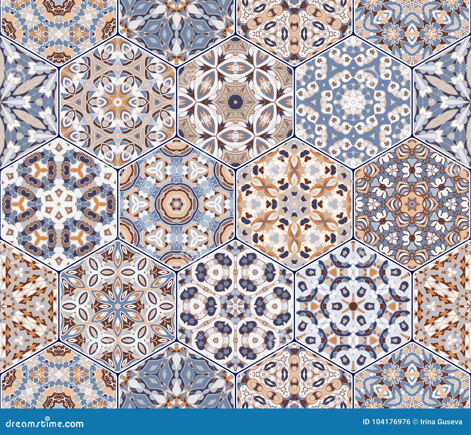 Vector Set of Hexagonal Patterns. Stock Vector - Illustration of mosaic ...