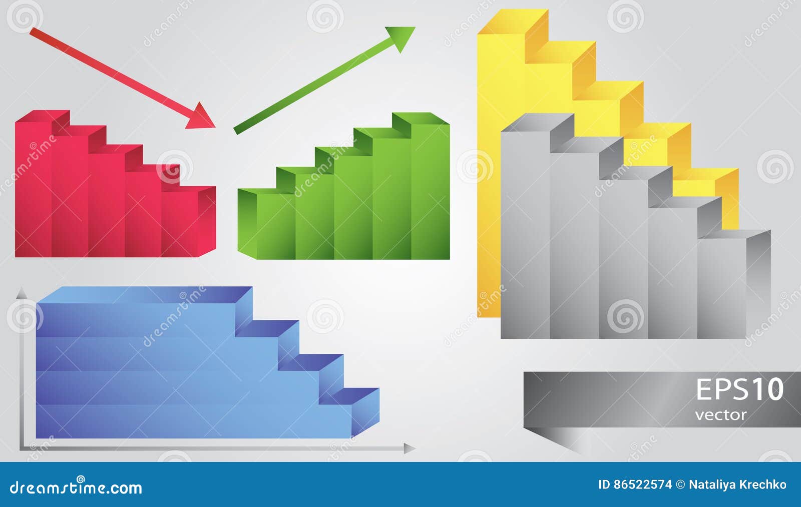 Vector set of histograms stock vector. Illustration of multi - 86522574