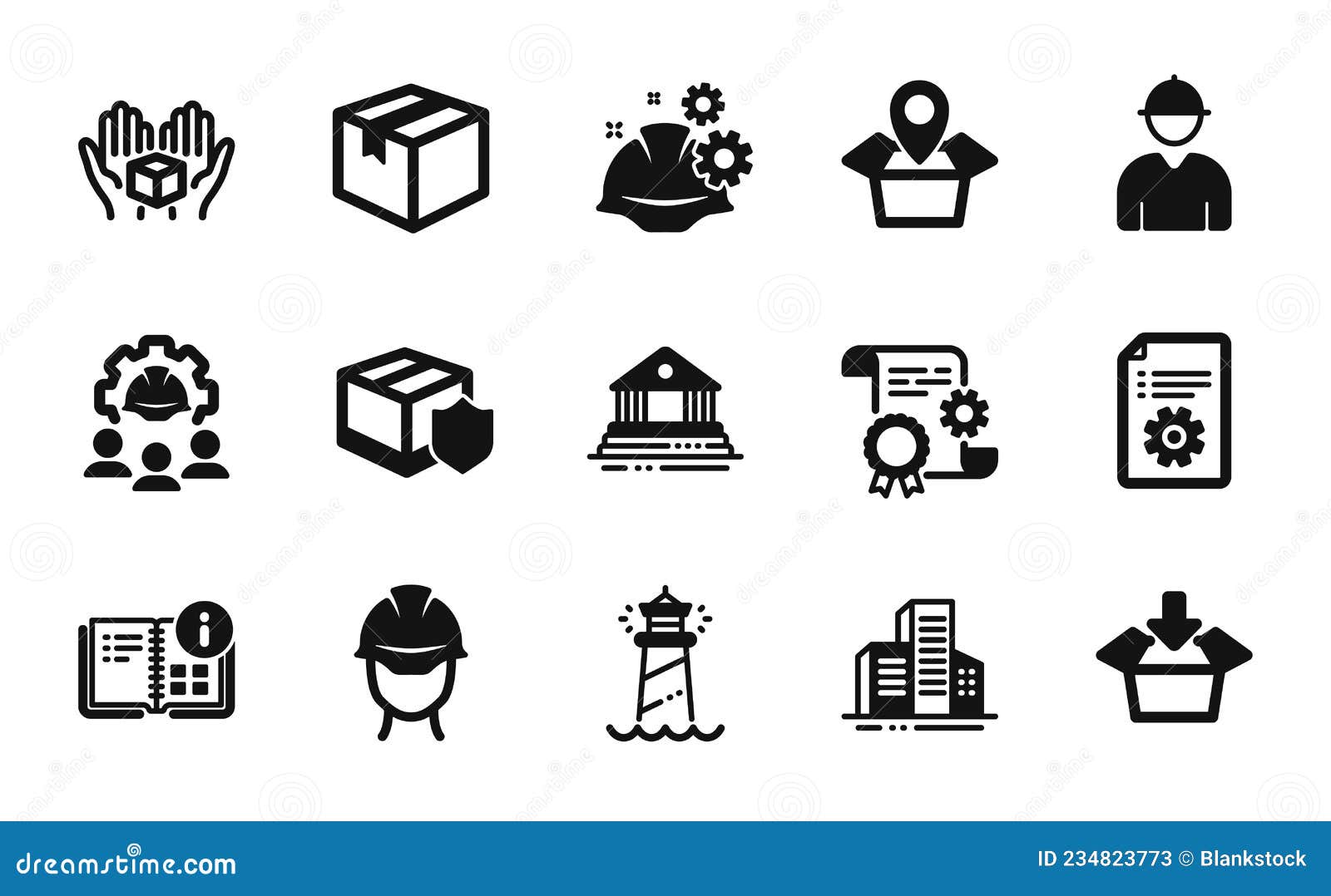 Vector Set of Hold Box, Engineer and Get Box Icons Simple Set. Vector ...