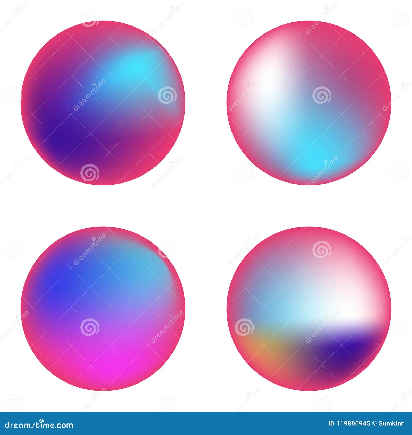 Vector Set Holographic Circles. Stock Vector - Illustration of blue ...