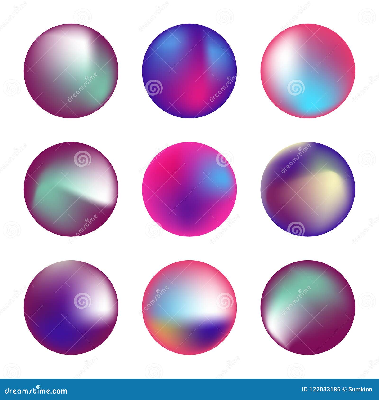 Vector Set of Holographic Fluid Circles. Stock Vector - Illustration of ...