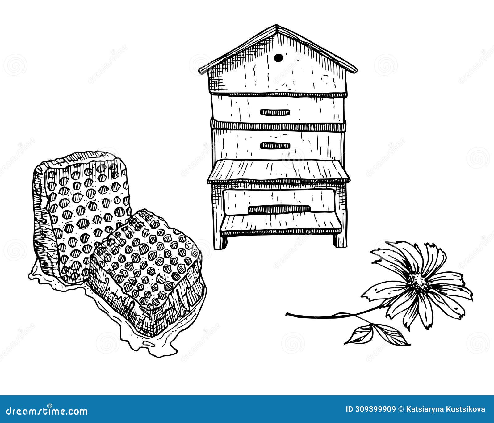 Vector Set of Honey and Beekeeping in Graphic Style Stock Vector ...