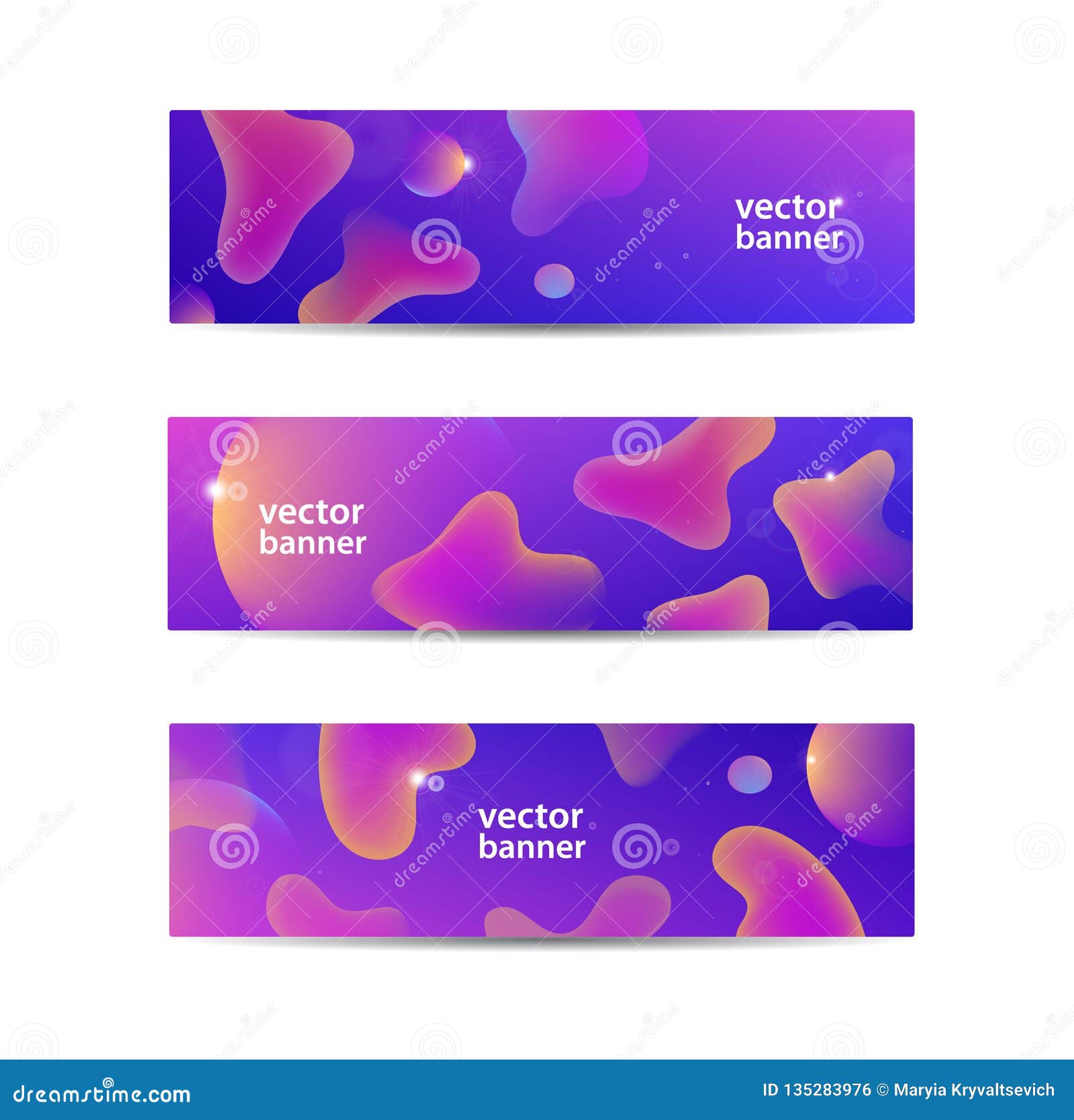 Vector Set of Horizontal Abstract Liquid Banners, Web Headers. Fluid ...
