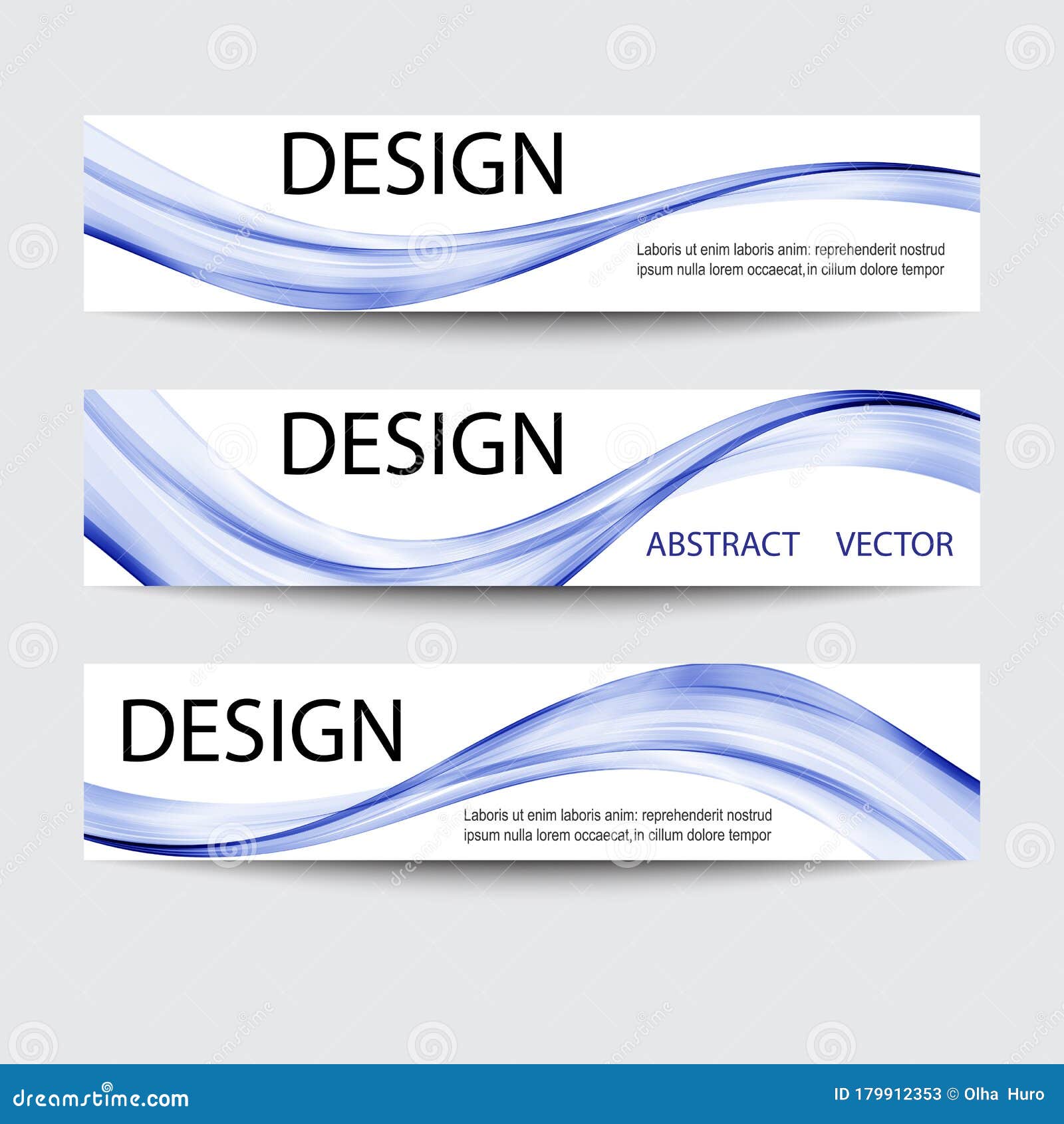 Vector Set of Horizontal Banners with Blue Waves Stock Vector ...