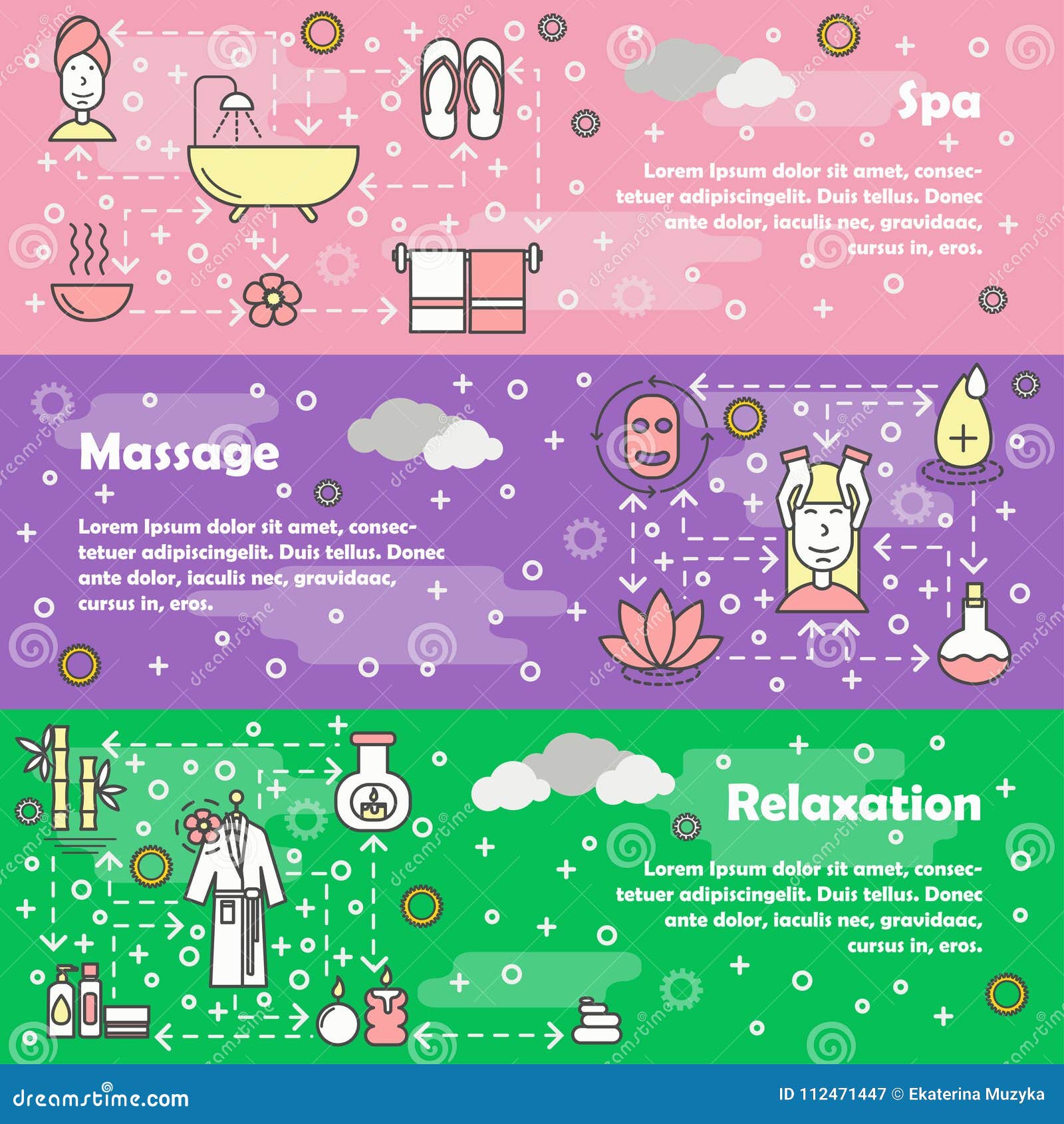 Spa and Beauty Concept Vector Flat Line Art Banner Set Stock Vector ...