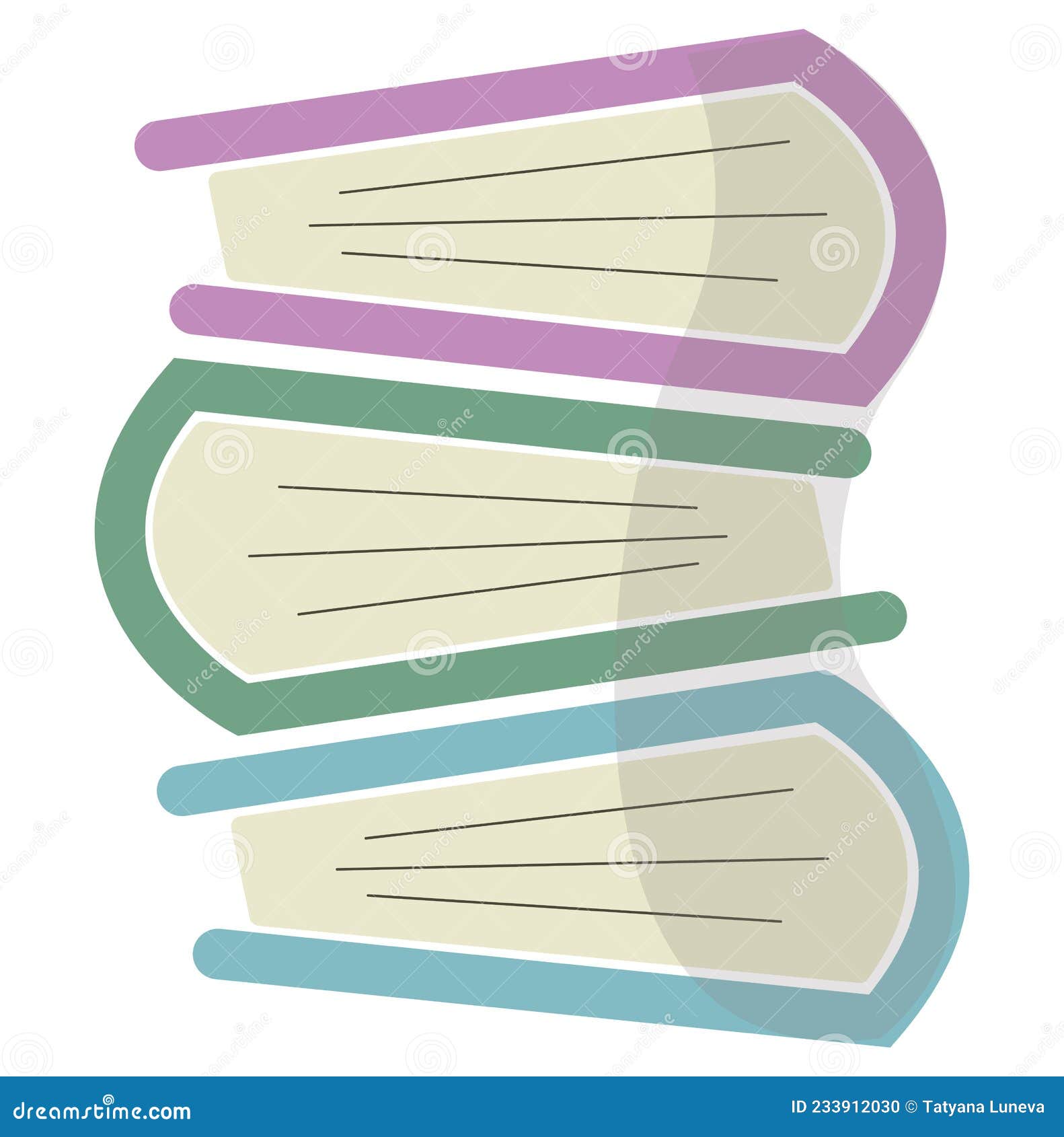 Vector Set of Horizontal Books. a Stack of Three Books Close-up ...