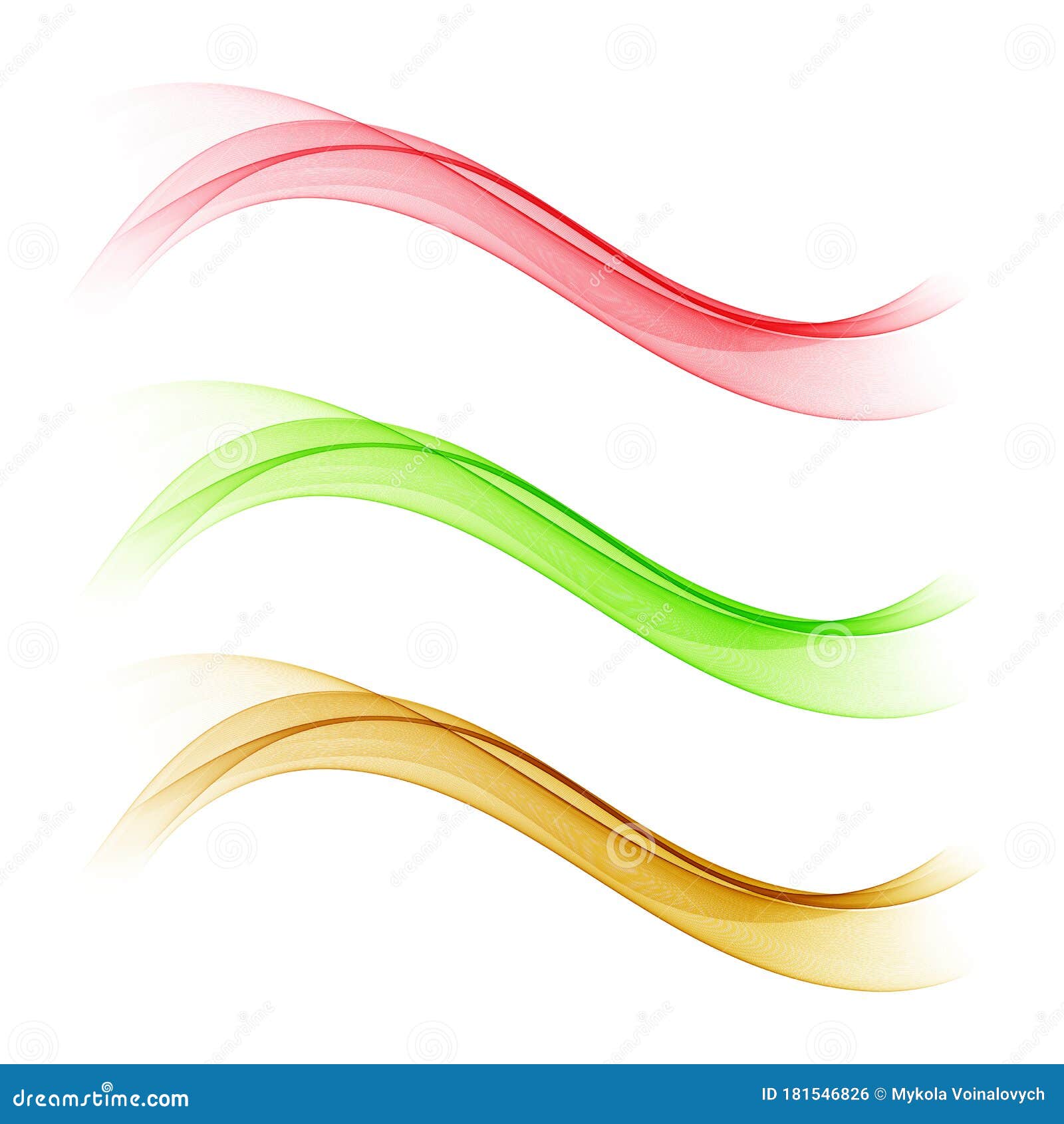 Vector Set of Horizontal Colored Waves, Design Elements. Stock Vector ...