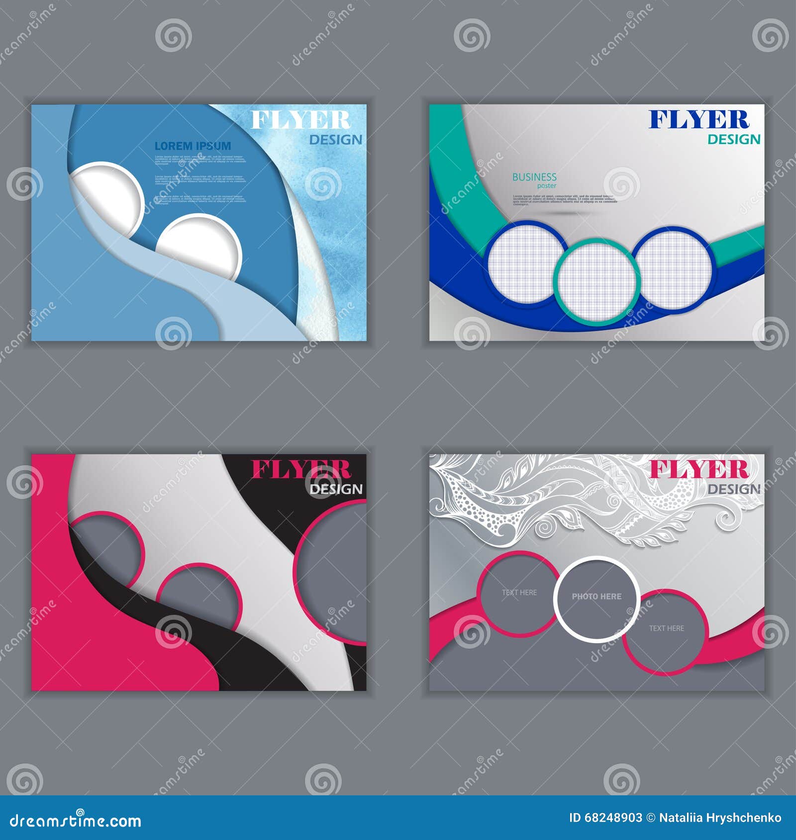 Vector Set of Horizontal Flyers for Design Stock Vector - Illustration ...