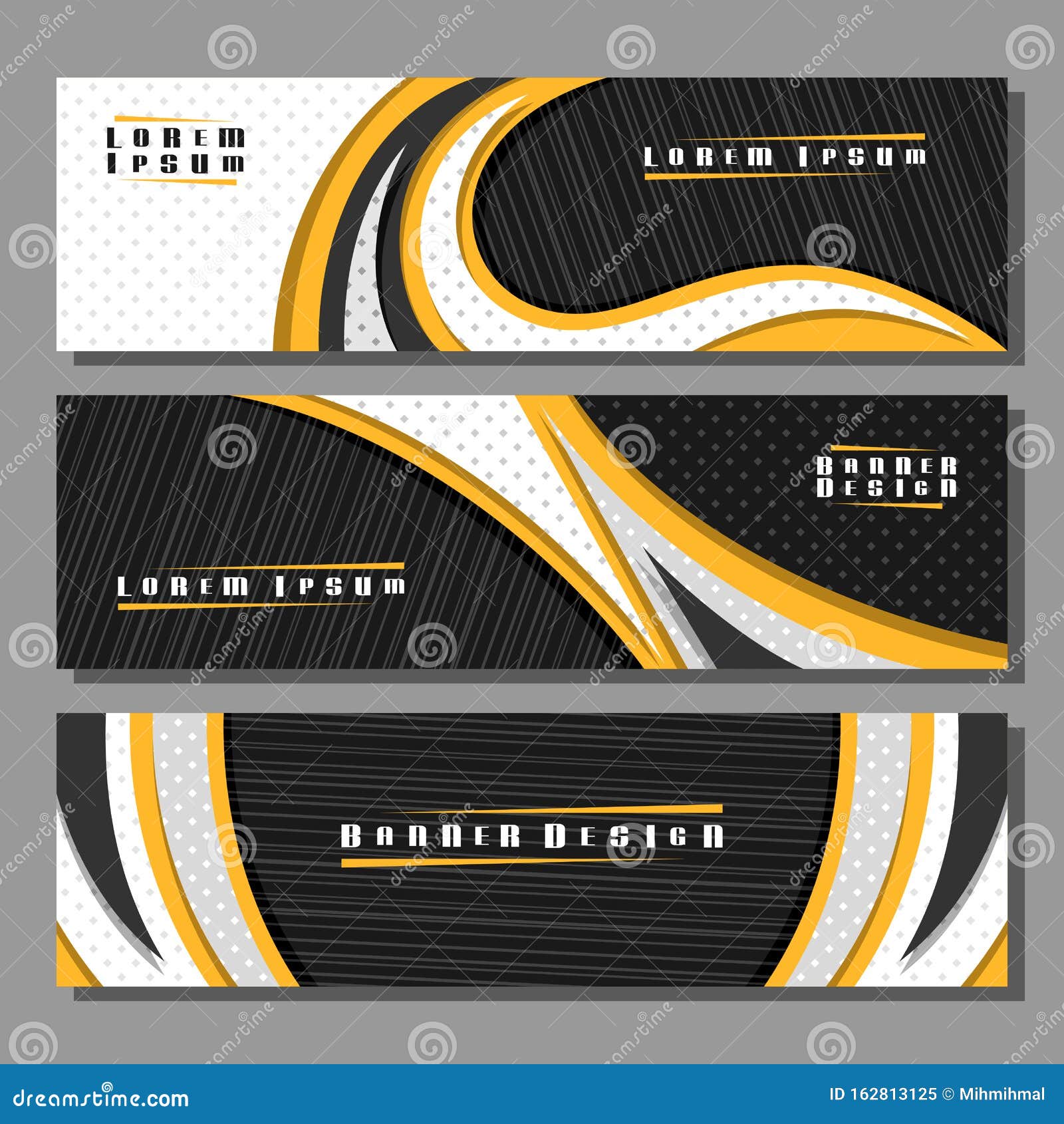 Vector Set of Horizontal Futuristic Banners Stock Vector - Illustration ...