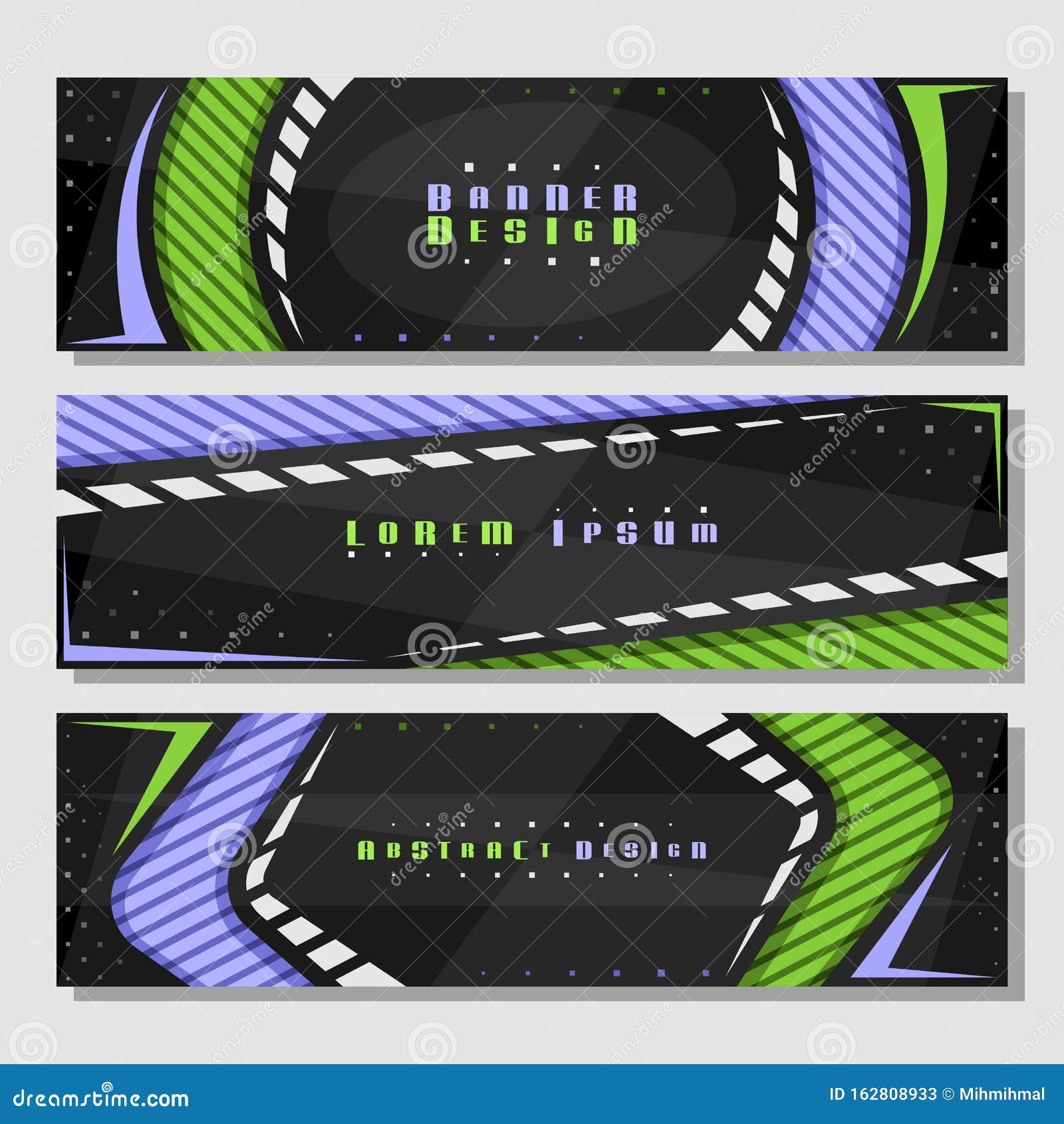 Vector Set of Horizontal Futuristic Banners Stock Vector - Illustration ...