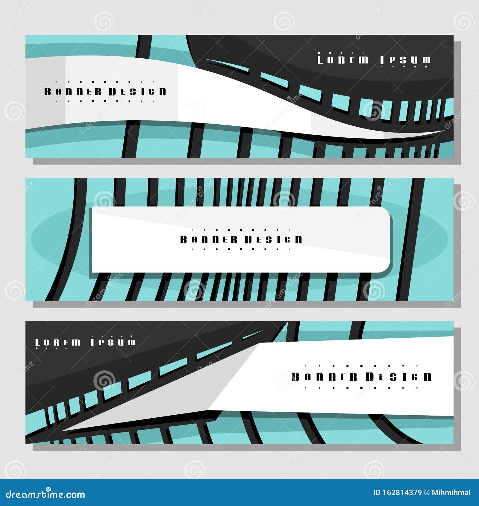 Vector Set of Horizontal Futuristic Banners Stock Vector - Illustration ...