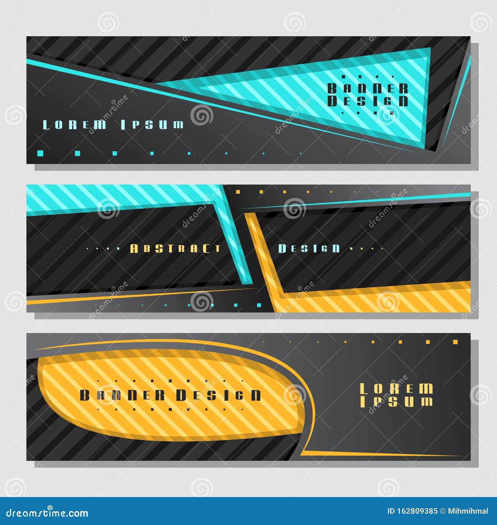 Vector Set of Horizontal Futuristic Banners Stock Vector - Illustration ...