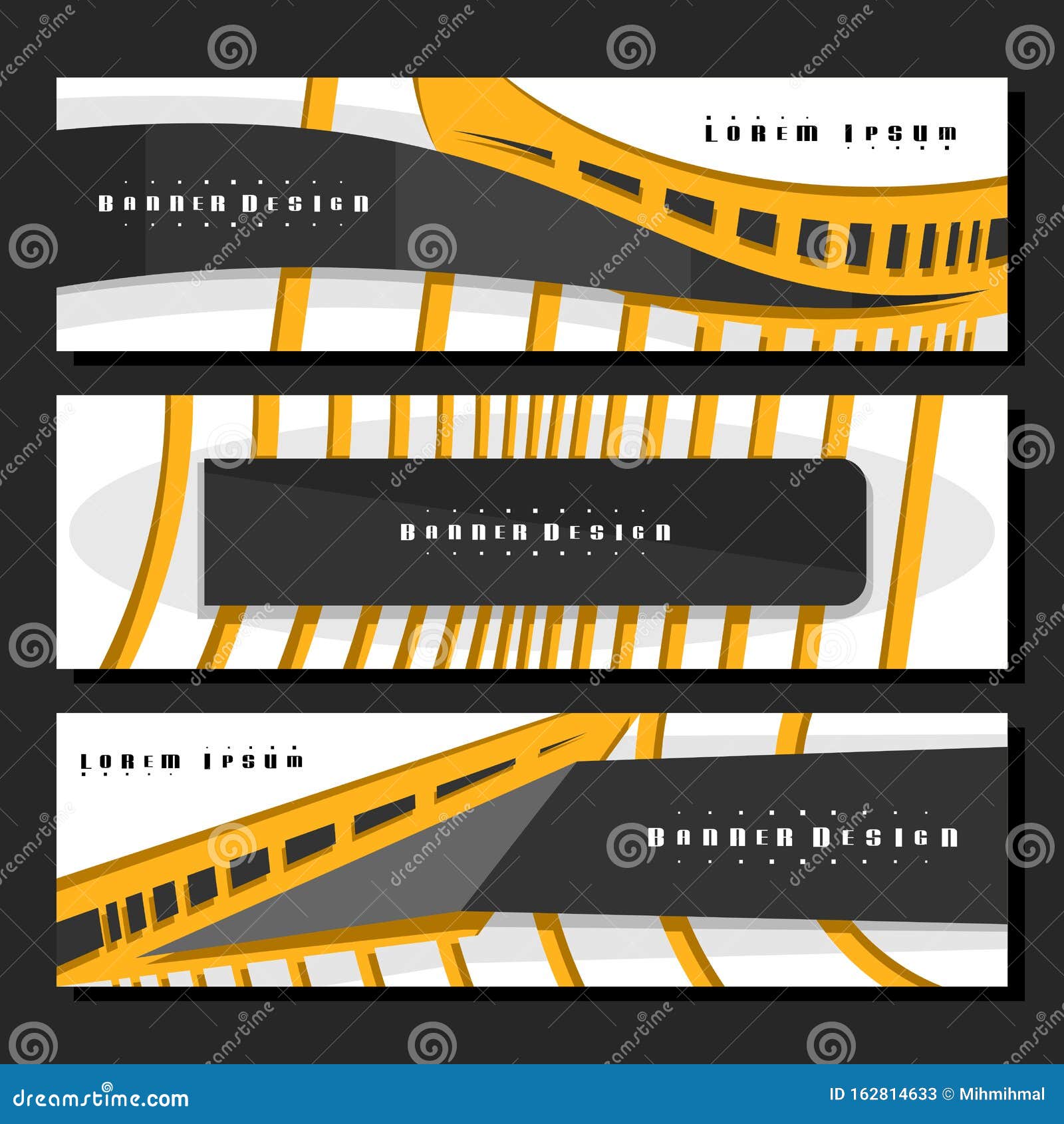 Vector Set of Horizontal Futuristic Banners Stock Vector - Illustration ...