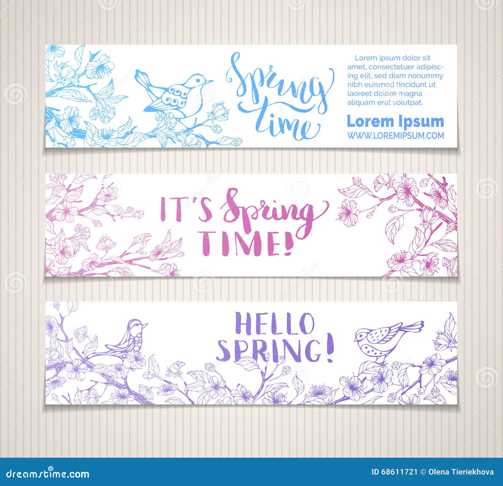 Vector Set of Horizontal Spring Banners. Stock Vector - Illustration of ...