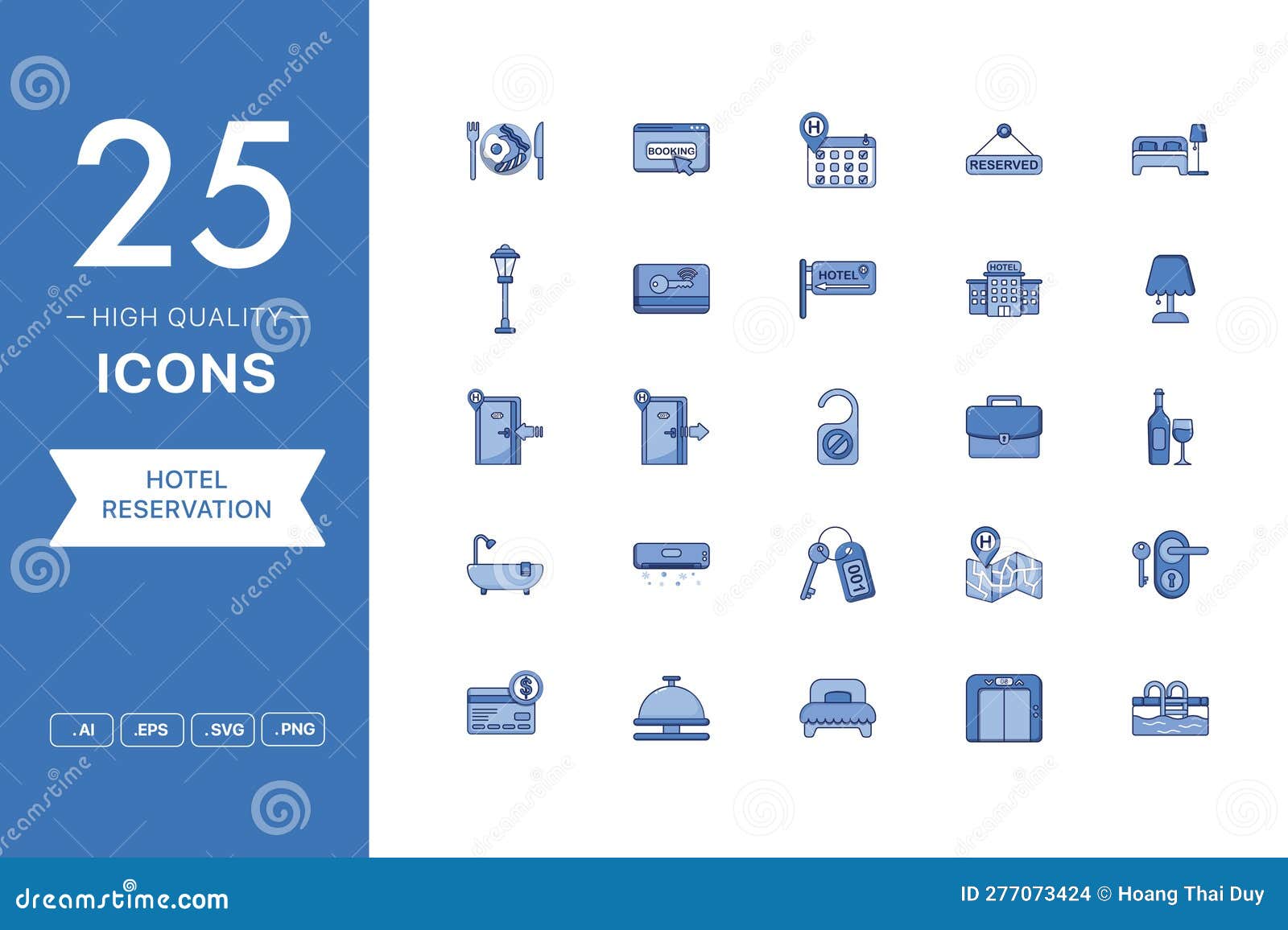 Vector Set of Hotel Reservation Icons Stock Vector - Illustration of ...