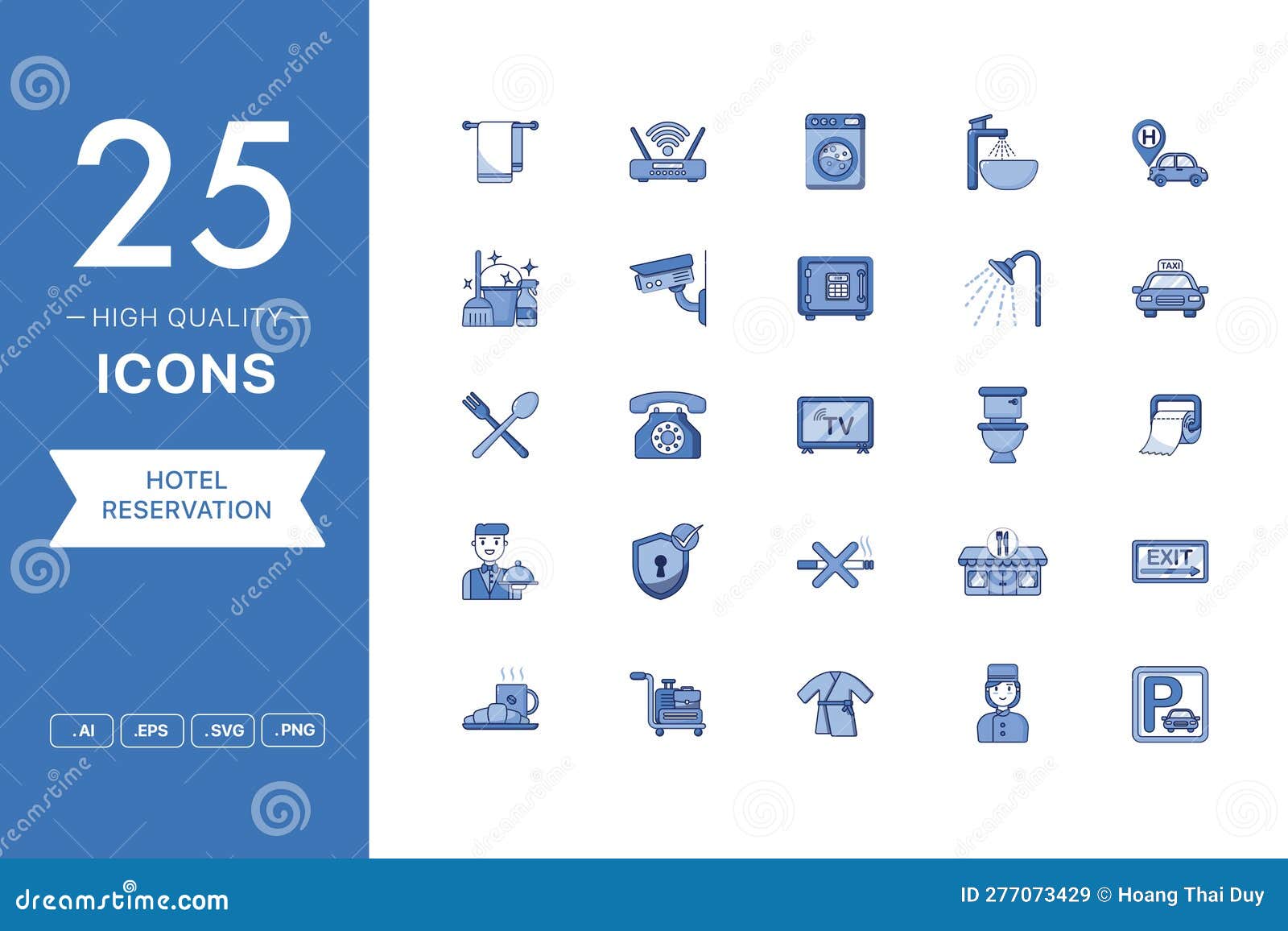 Vector Set of Hotel Reservation Icons Stock Vector - Illustration of ...