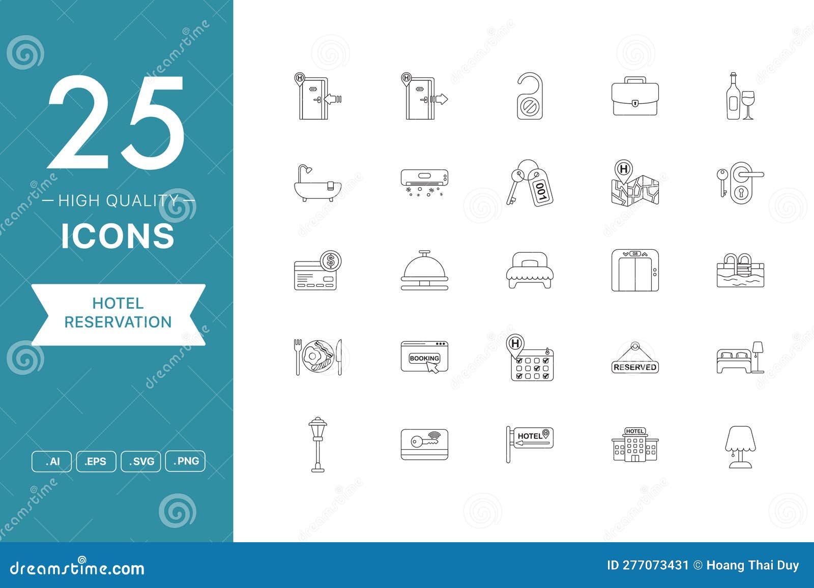 Vector Set of Hotel Reservation Icons Stock Vector - Illustration of ...