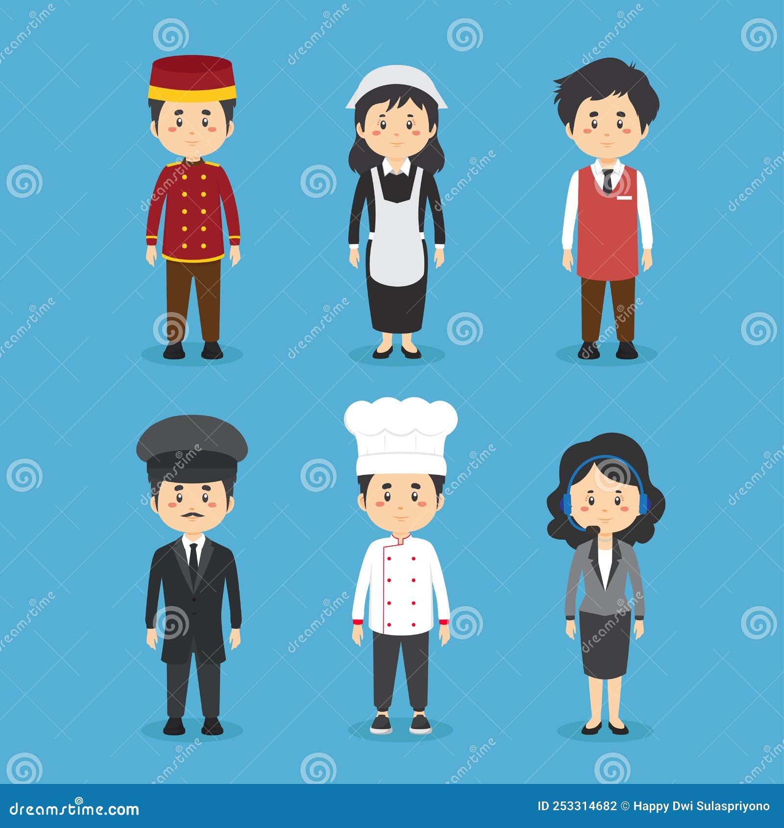 Vector Set of Hotel Staff Professions Stock Vector - Illustration of ...