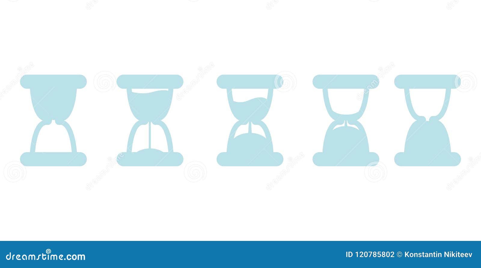 Vector Set of Hourglass Icons - Process of Countdown Stock Vector ...