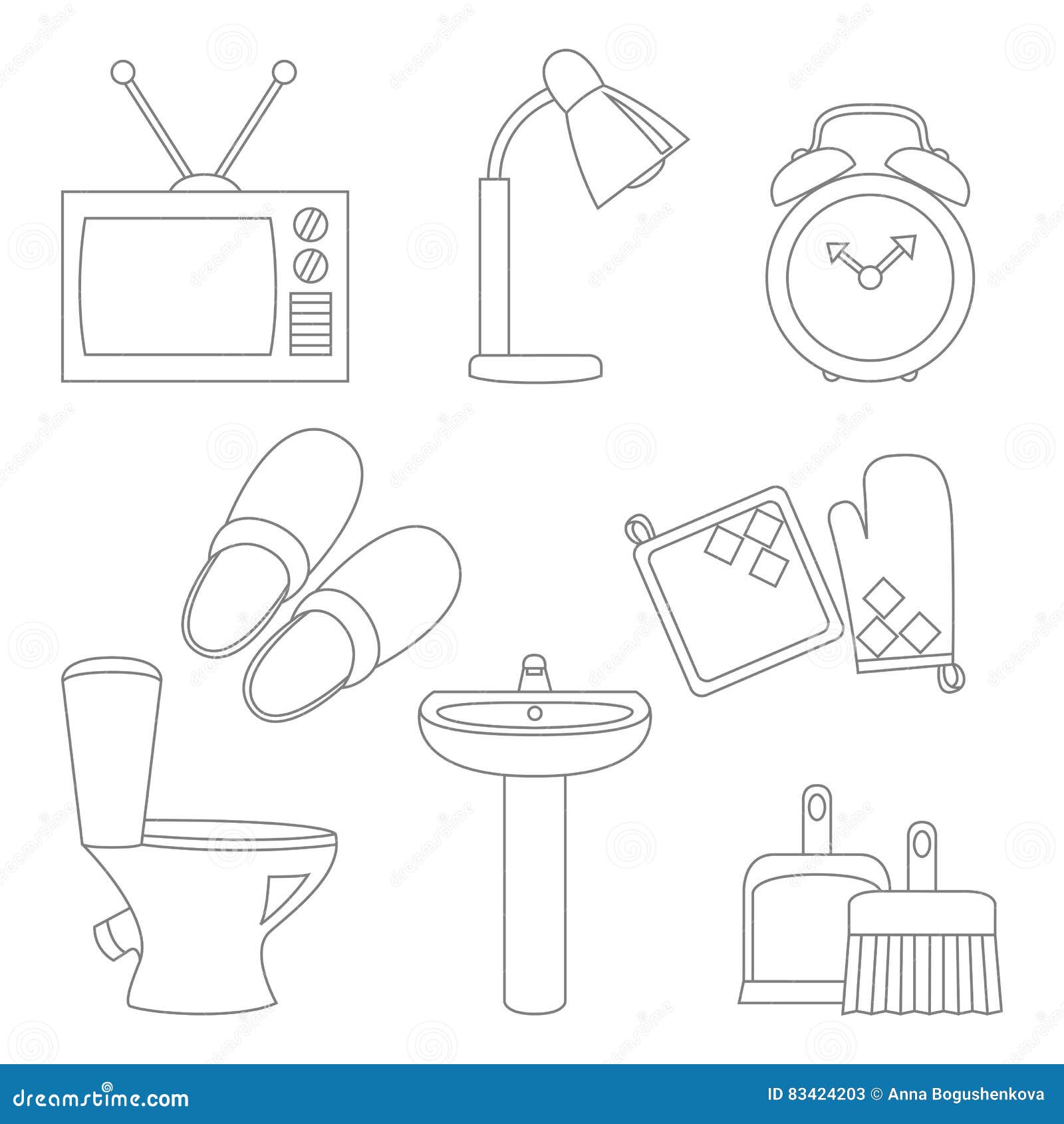 Vector Set of Household Items Design Flat Icons Stock Vector ...