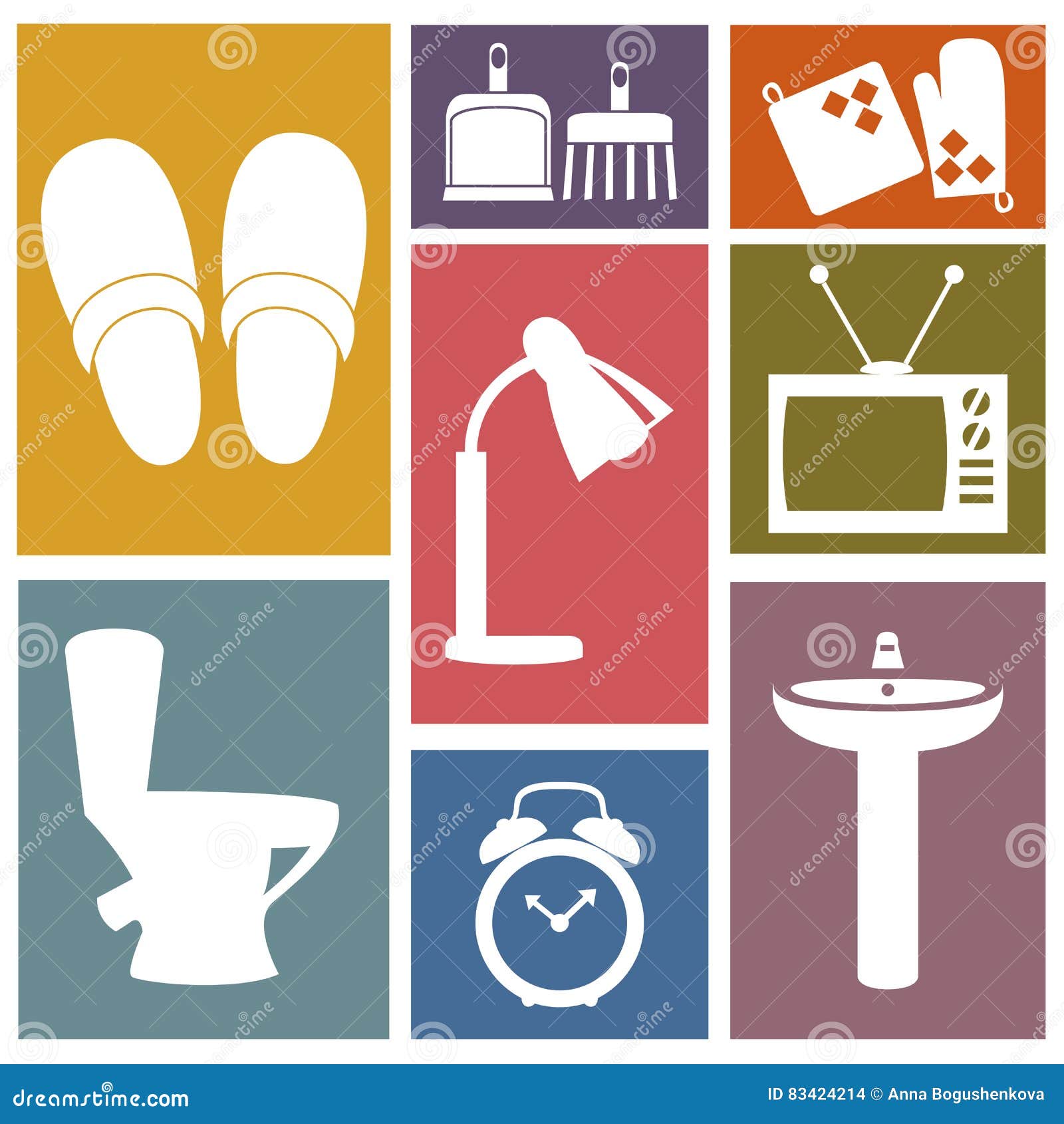 Vector Set of Household Items Design Flat Icons Stock Vector ...