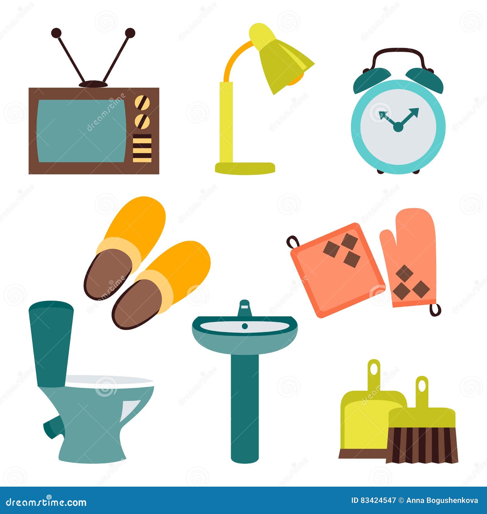 Vector Set of Household Items Design Flat Icons Stock Vector ... Vector Set of Household Items Design Flat Icons Stock Vector ...