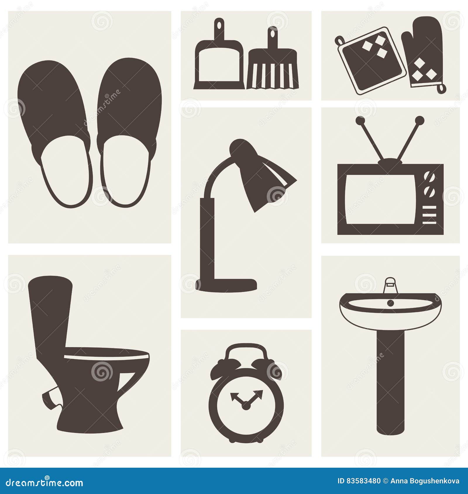 Vector Set of Household Items Design Flat Icons Stock Vector ...