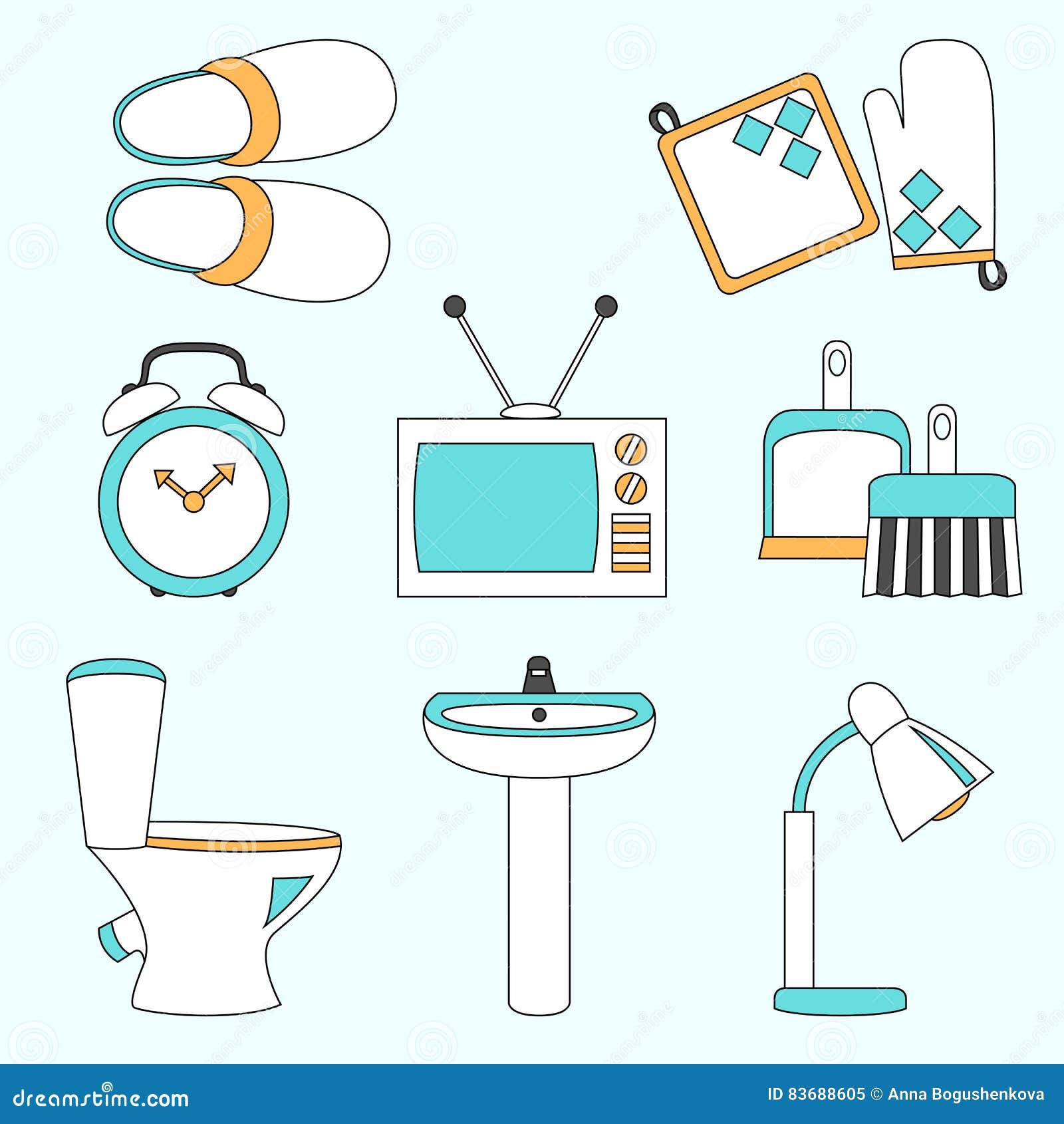 Vector Set of Household Items Design Flat Icons Stock Vector ...