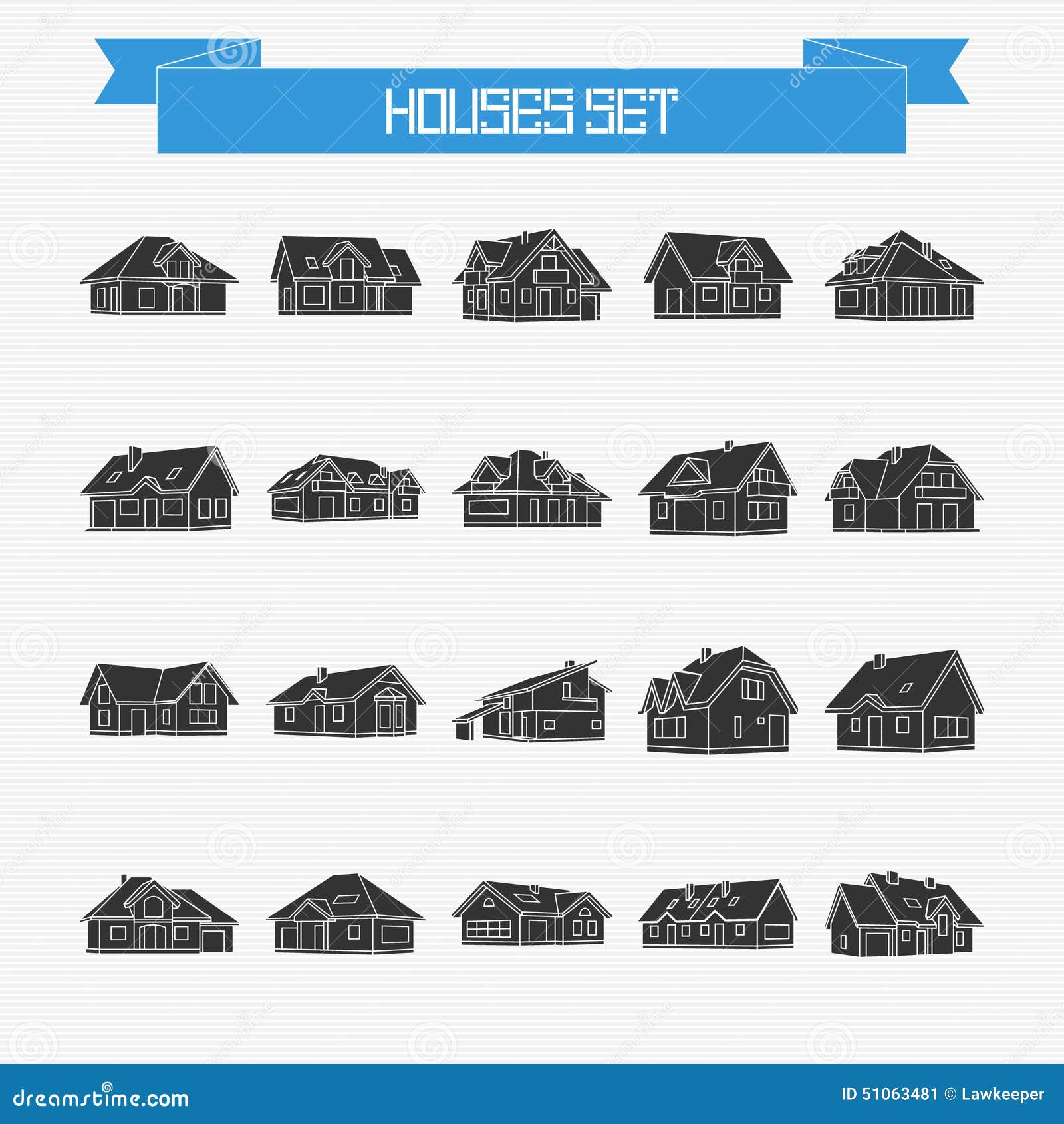 Vector set of houses stock vector. Illustration of dormer - 51063481